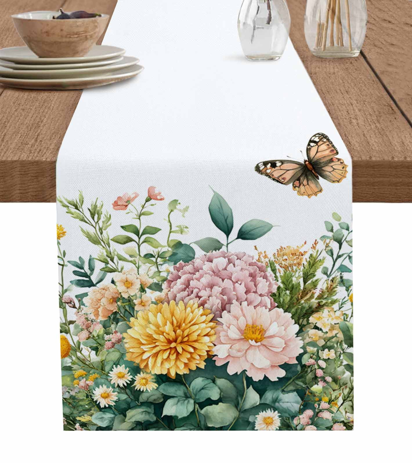 Boanket Spring Floral Table Runner - 90 Inch Long, Kitchen Dining Table ...