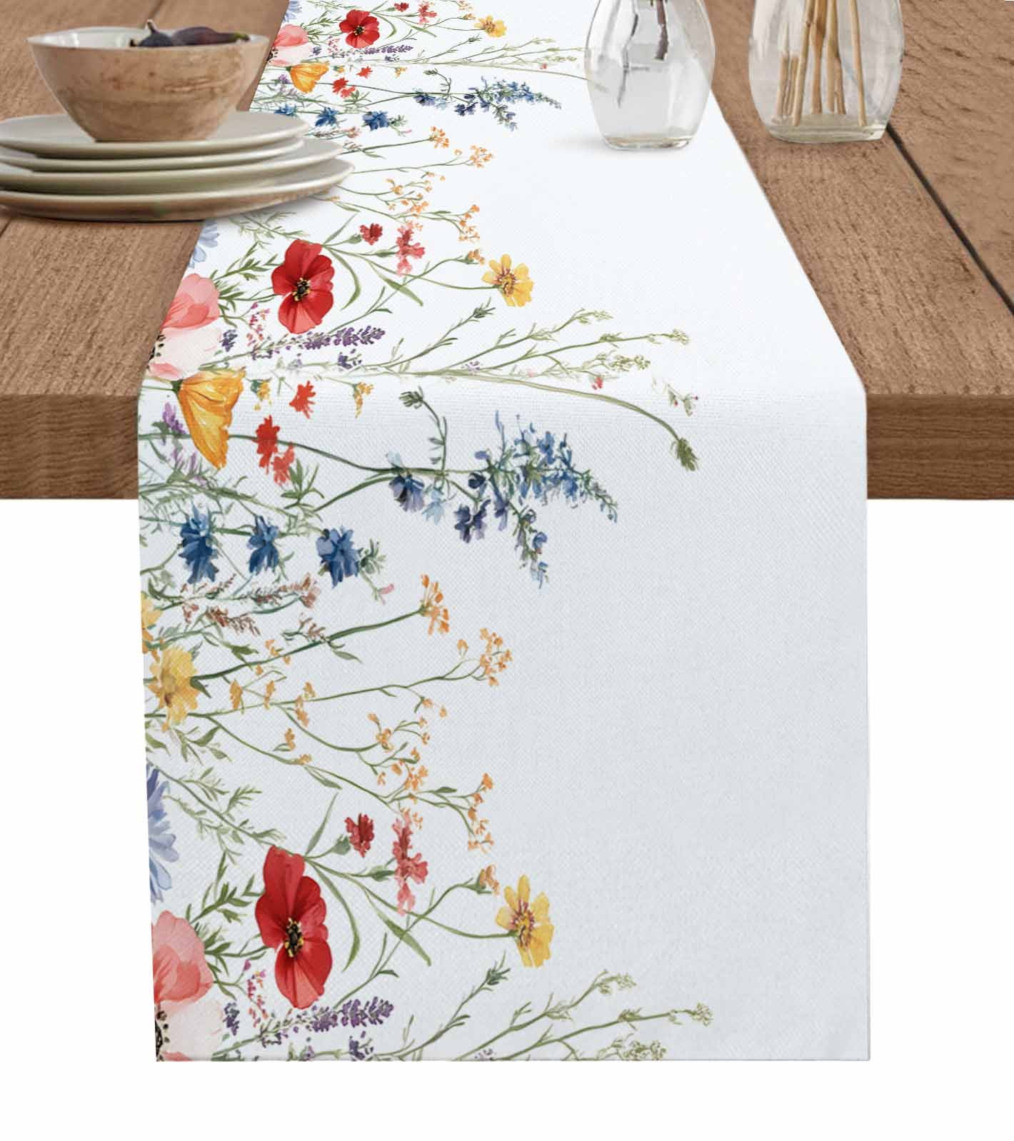 Boanket Spring Floral Table Runner - 90 Inch Long, Kitchen Dining Table ...