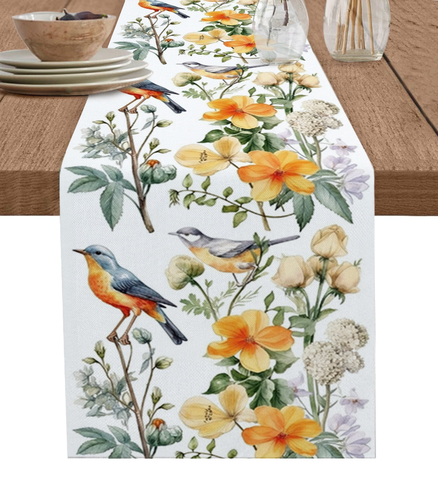 Boanket Spring Floral Table Runner - 90 Inch Long, Kitchen Dining Table ...