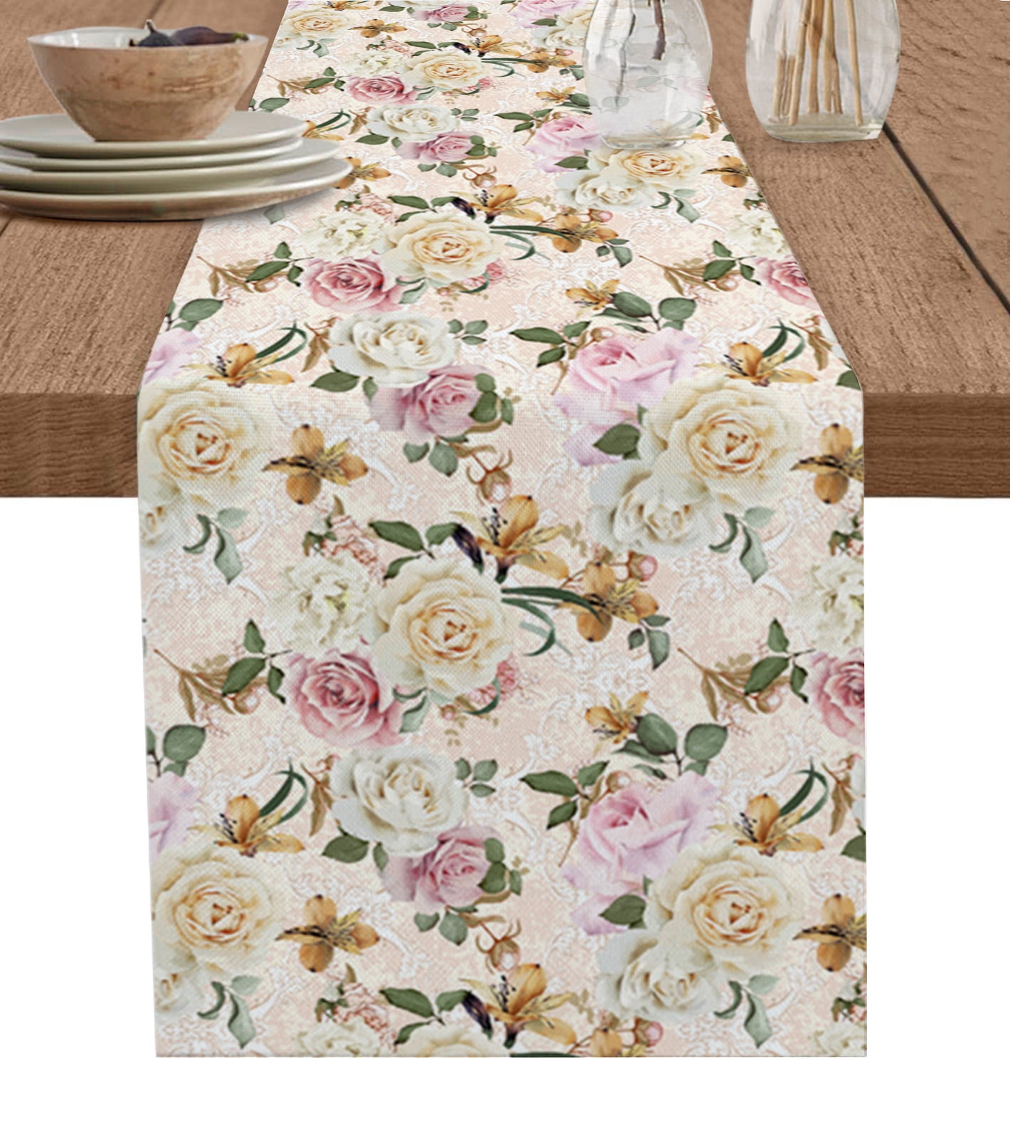 Boanket Spring Floral Table Runner - 90 Inch Long, Kitchen Dining Table ...