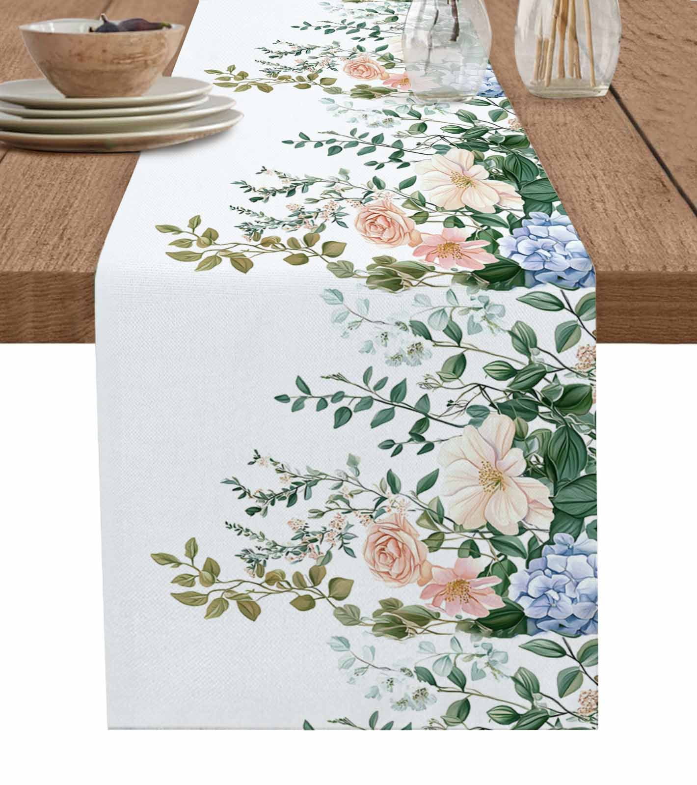 Boanket Spring Floral Table Runner - 90 Inch Long, Kitchen Dining Table ...