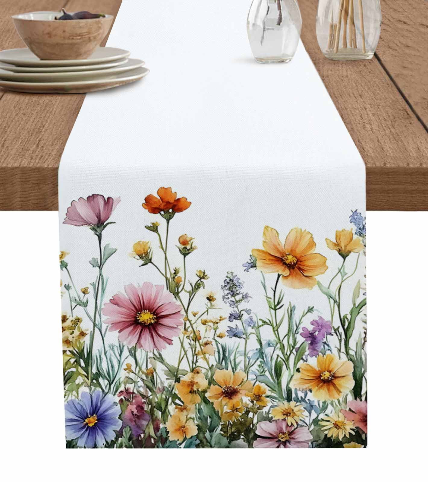 Boanket Spring Floral Table Runner - 90 Inch Long, Kitchen Dining Table ...