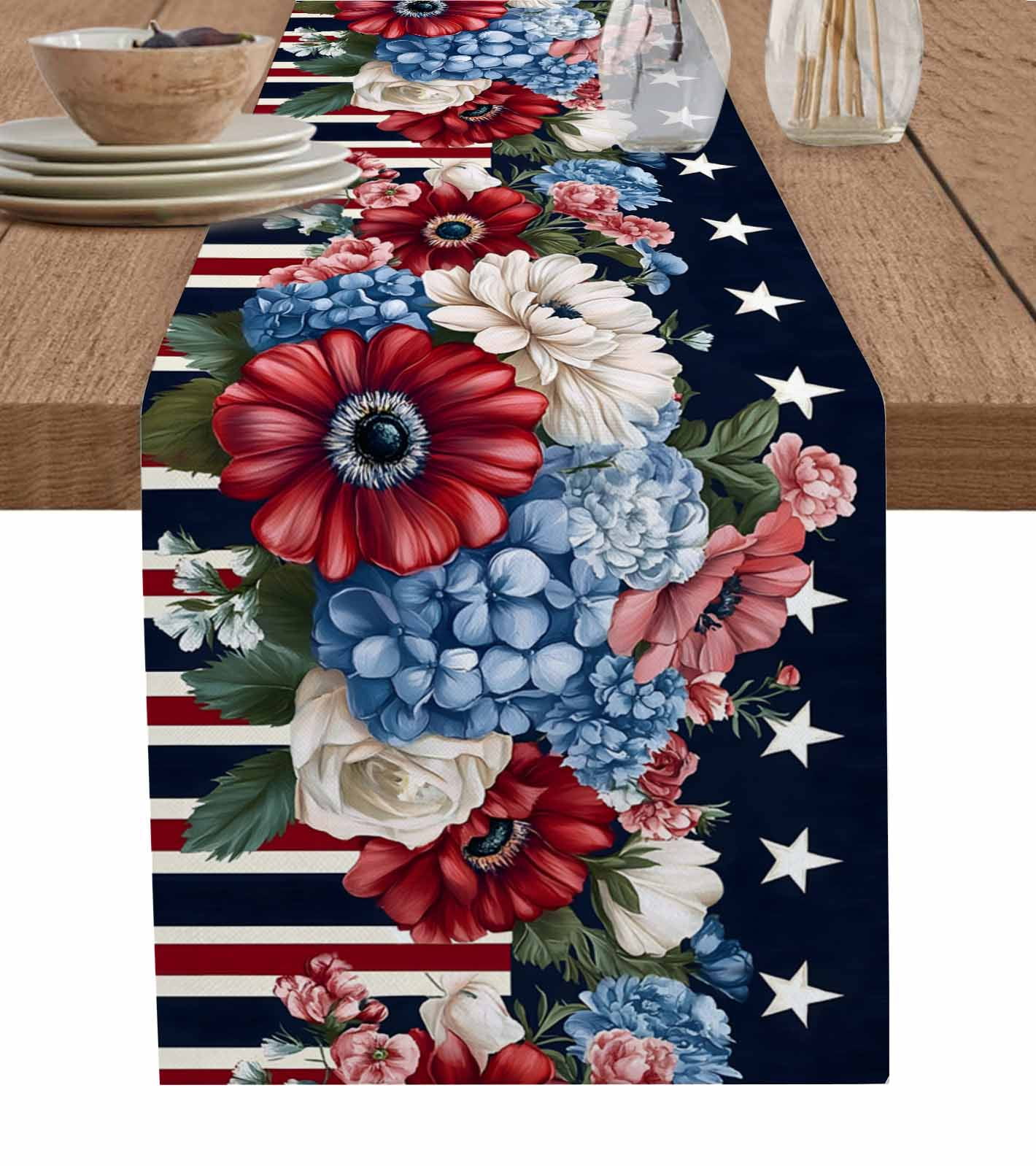 Boanket Spring Flowers Table Runner - 108 Inch Long, Kitchen Dining ...