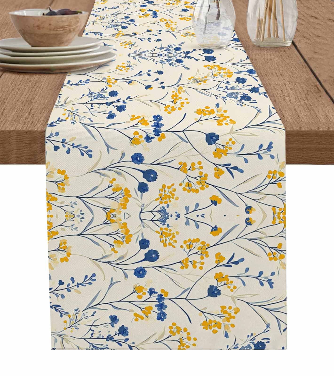 Boanket Spring Flowers Table Runner - 48 Inch Long, Kitchen Dining ...