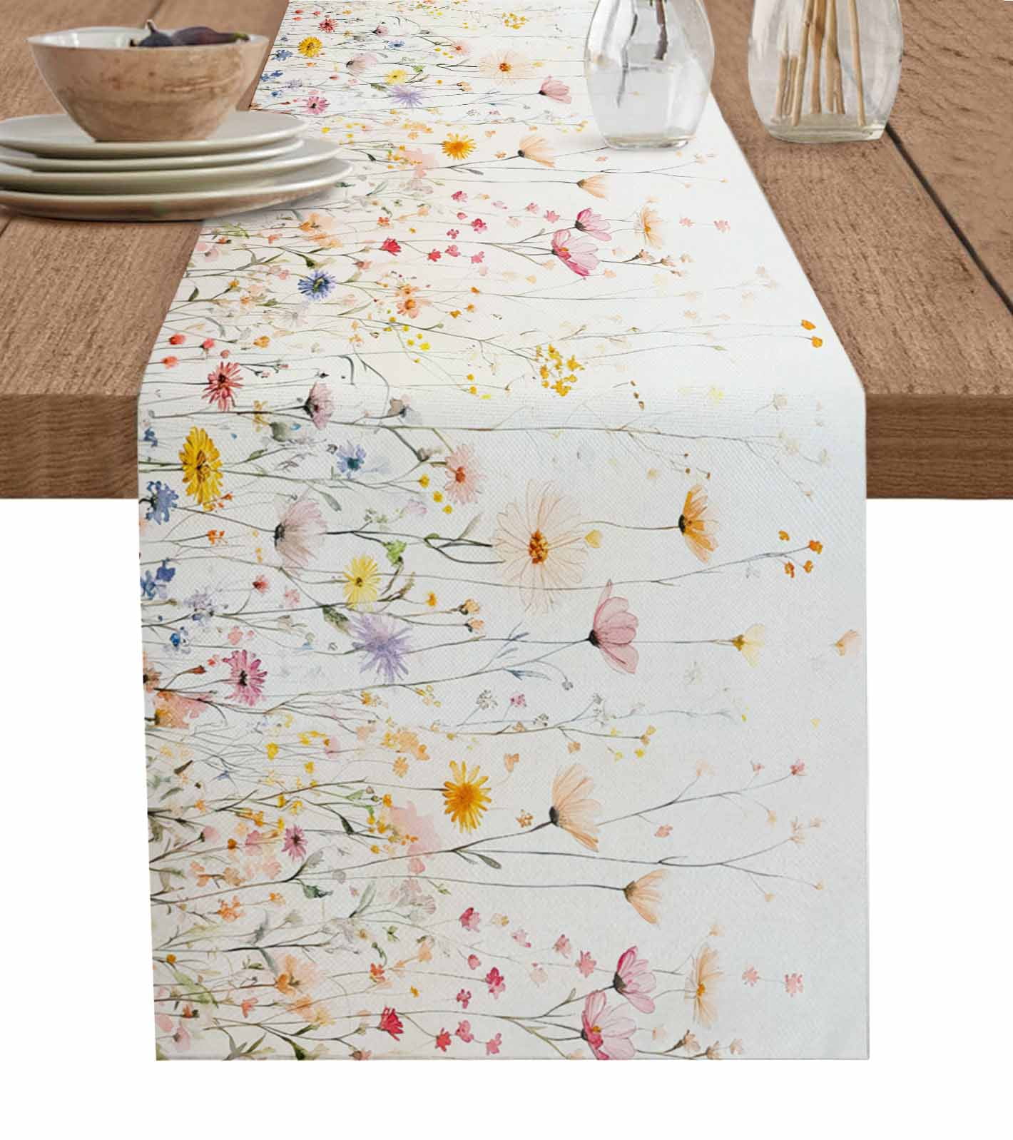 Boanket Spring Flowers Table Runner - 90 Inch Long, Kitchen Dining ...
