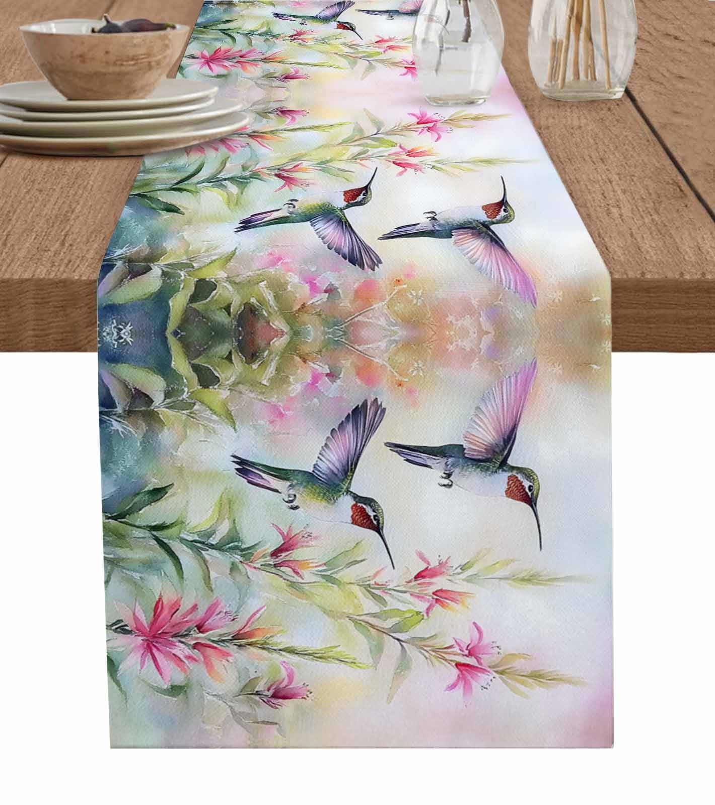 Boanket Spring Hummingbird Table Runner - 90 Inch Long, Kitchen Dining ...