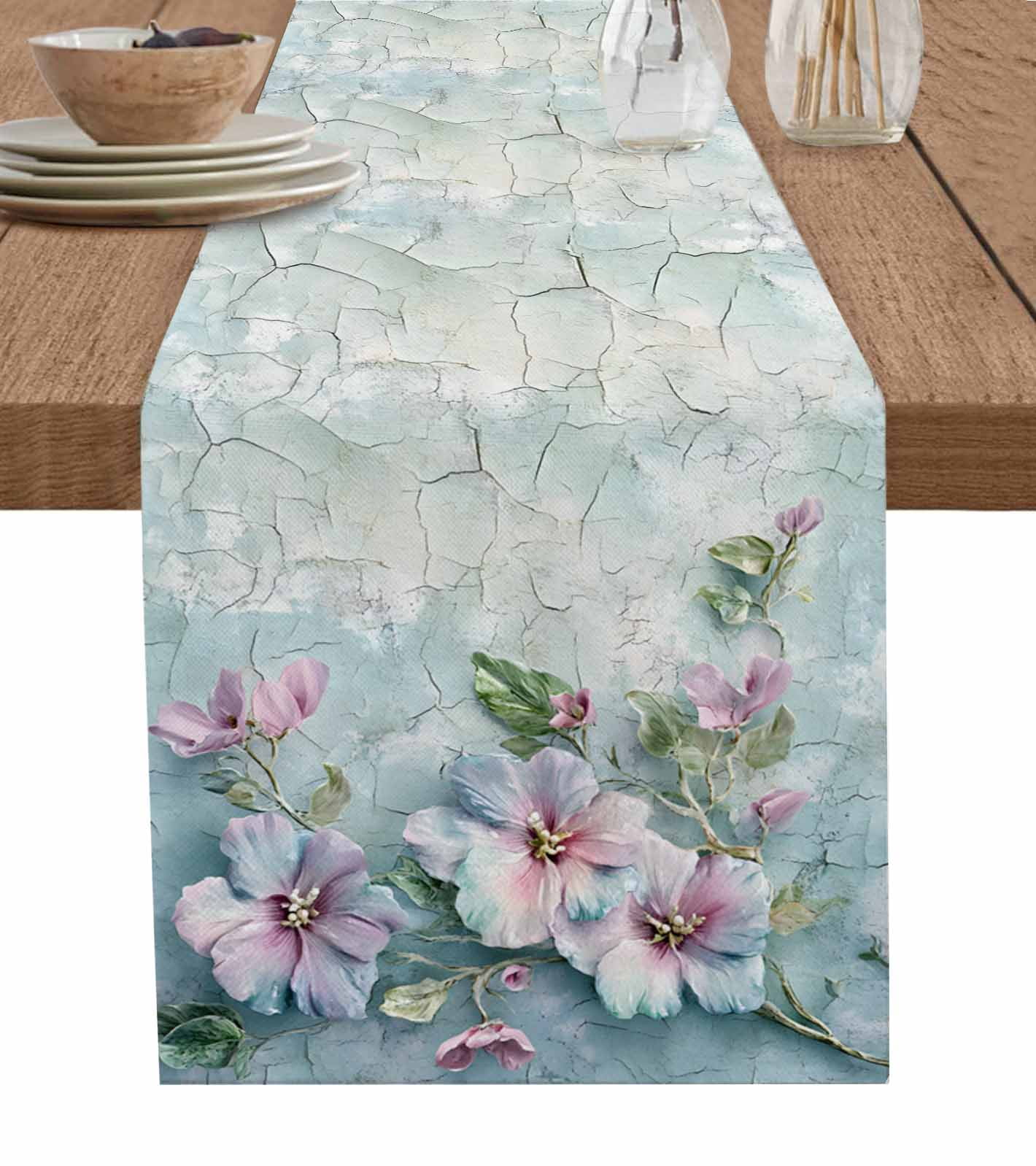 Boanket Spring Pink Flower Table Runner - 90 Inch Long, Kitchen Dining ...