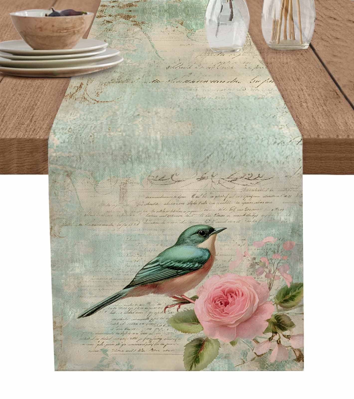 Boanket Spring Pink Flower Table Runner - 90 Inch Long, Kitchen Dining ...