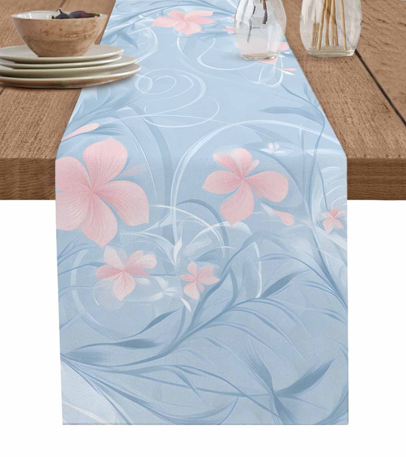 Boanket Spring Pink Flowers Table Runner - 72 Inch Long, Kitchen Dining ...