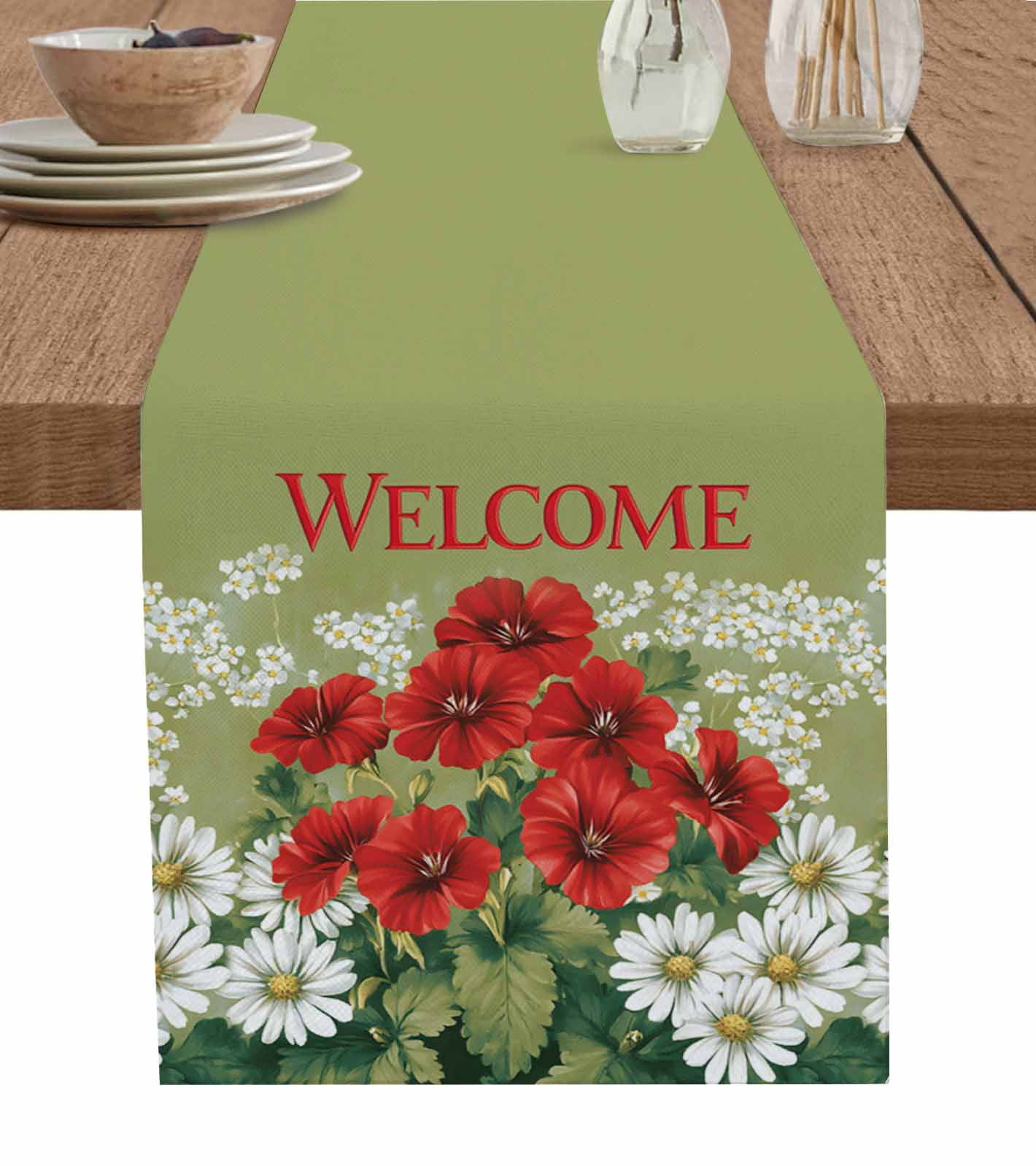 Boanket Spring Summer Flower Table Runner - 108 Inch Long, Kitchen ...
