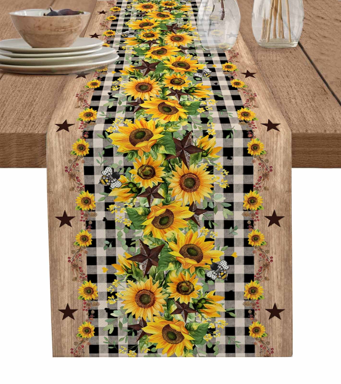 Boanket Spring Sunflower Table Runner - 72 Inch Long, Kitchen Dining ...