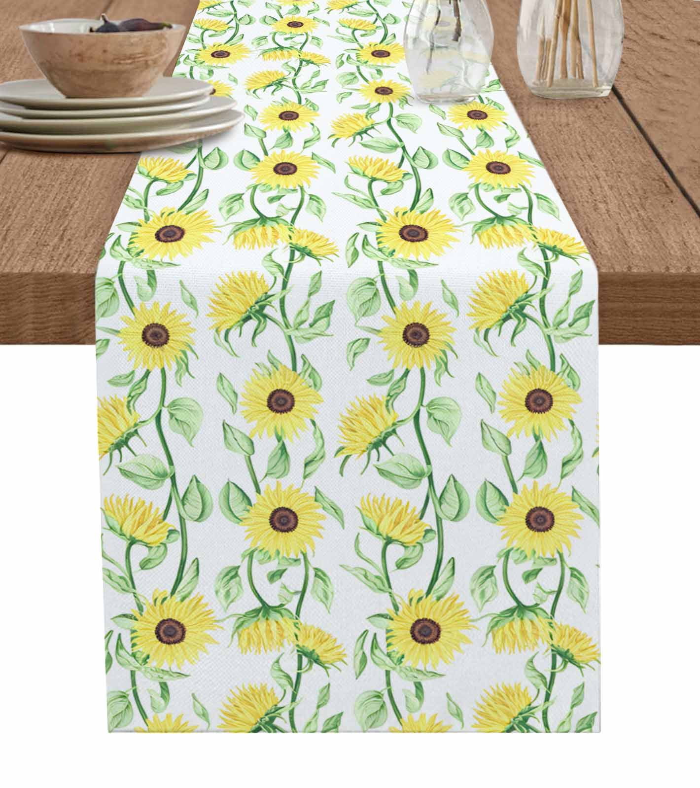 Boanket Spring Yellow Sunflower Table Runner - 90 Inch Long, Kitchen ...