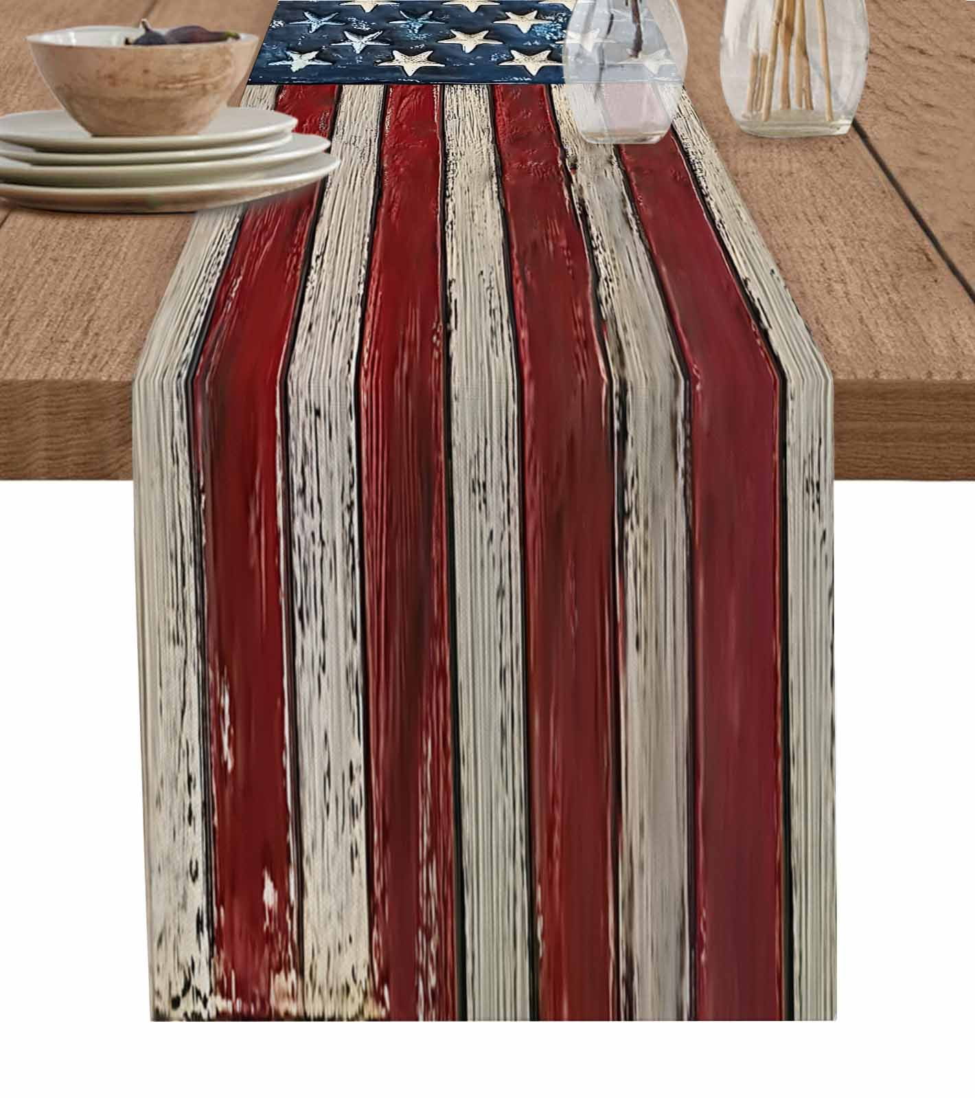 Boanket Star Striped Flag Table Runner - 60 Inch Long, Kitchen Dining ...