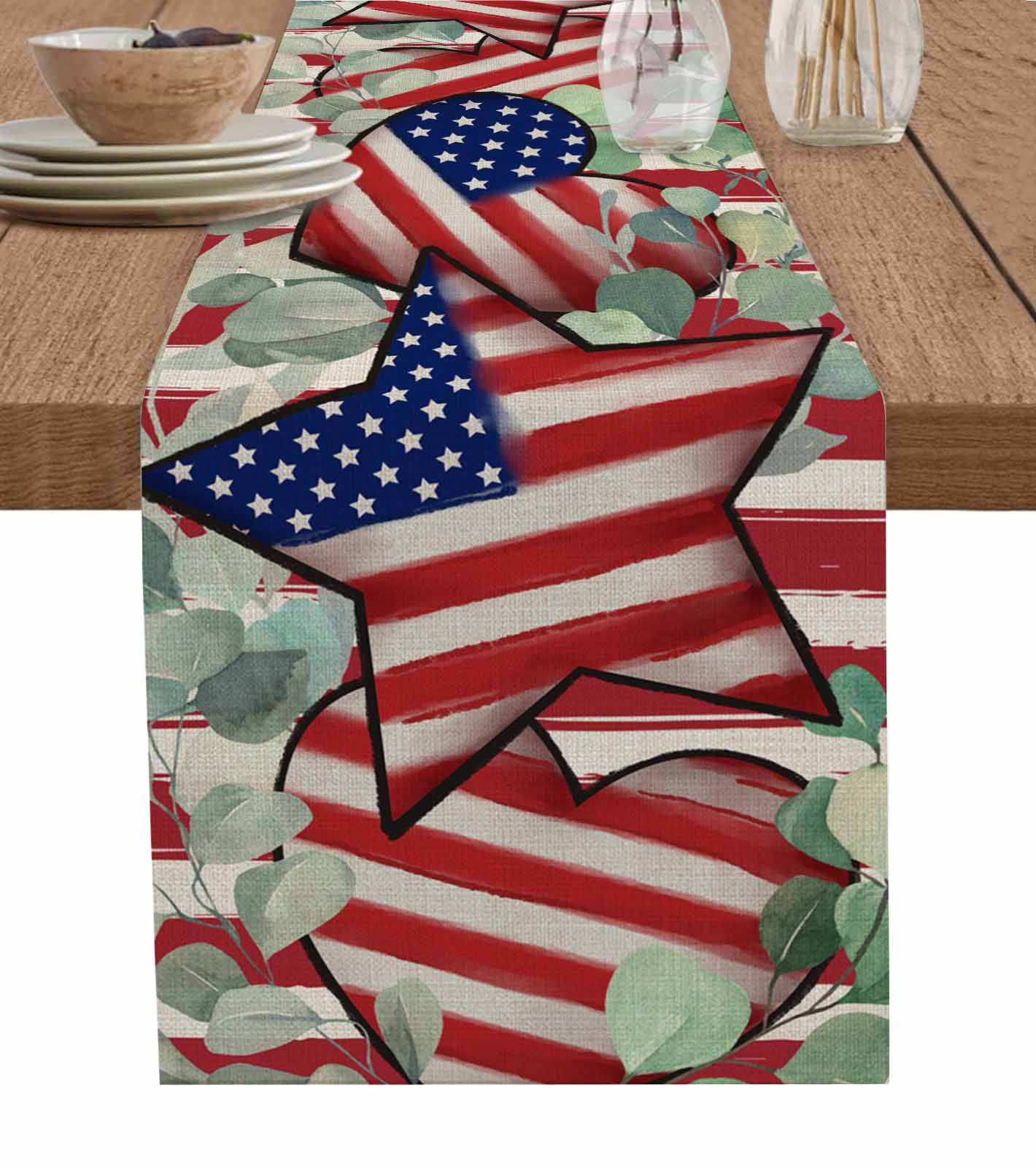 Boanket Stars Stripes Flag Table Runner - 108 Inch Long, Kitchen Dining ...