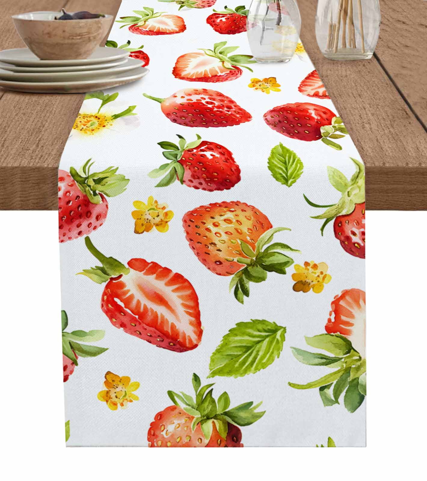 Boanket Strawberry Table Runner - 36 Inch Long, Kitchen Dining Table ...