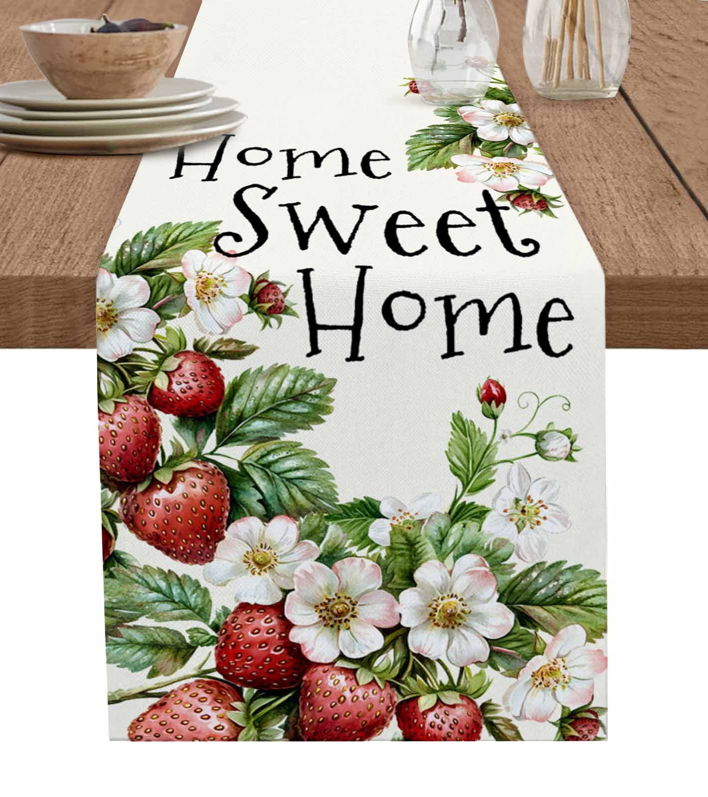 Boanket Strawberry Table Runner - 90 Inch Long, Kitchen Dining Table ...