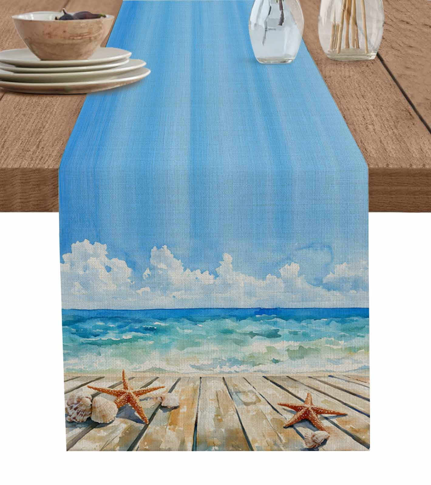Boanket Summer Beach Table Runner - 48 Inch Long, Kitchen Dining Table ...