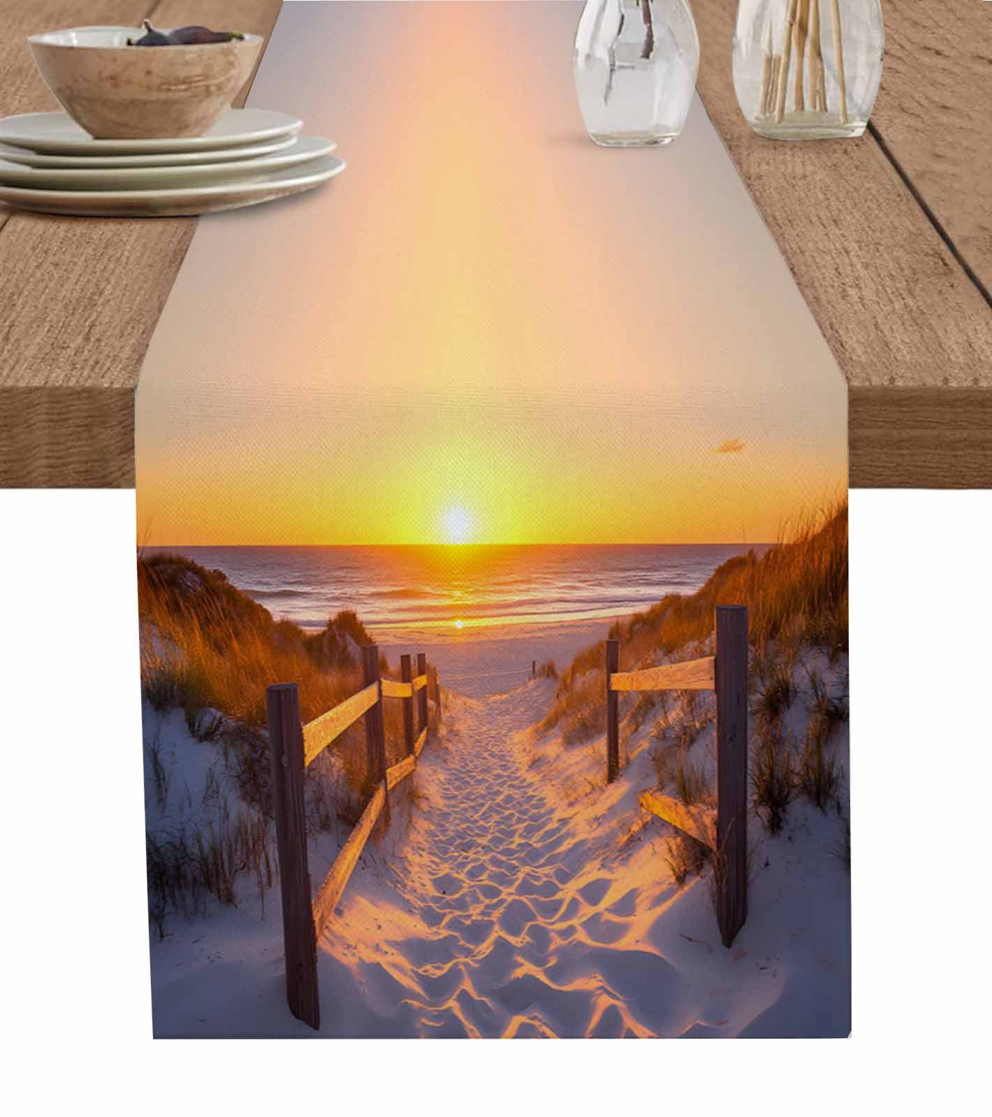 Boanket Summer Beach Table Runner - 48 Inch Long, Kitchen Dining Table ...