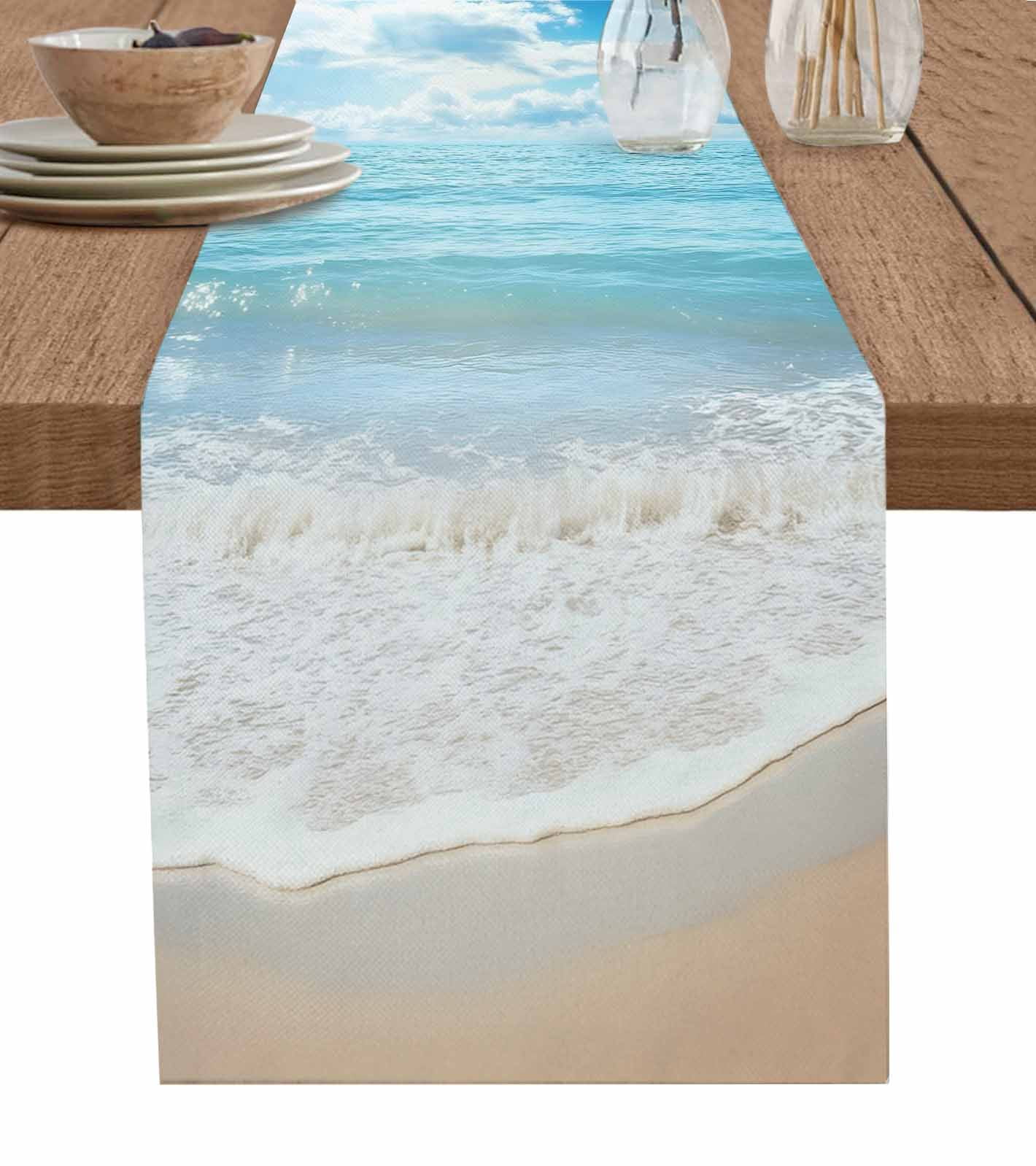 Boanket Summer Beach Table Runner - 90 Inch Long, Kitchen Dining Table ...