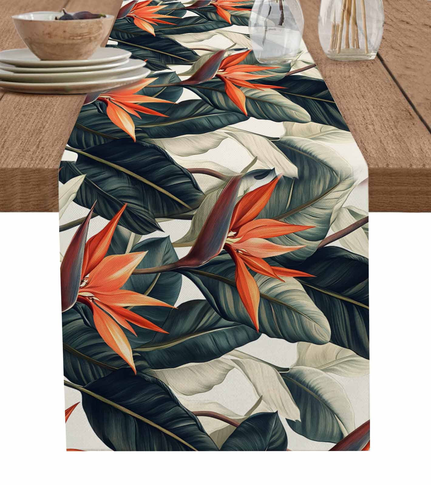 Boanket Summer Botanical Table Runner - 70 Inch Long, Kitchen Dining ...