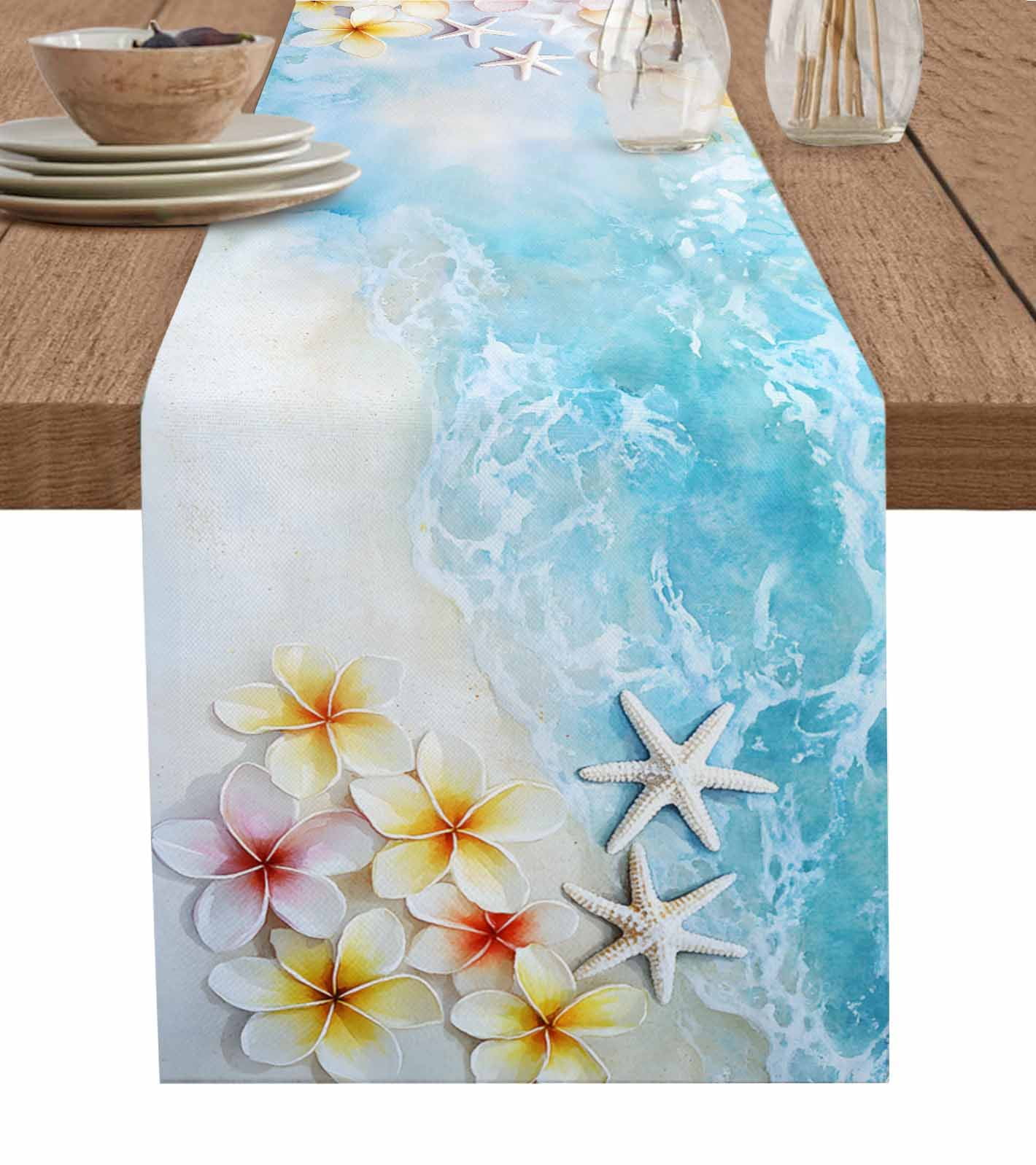 Boanket Summer Coastal Table Runner - 60 Inch Long, Kitchen Dining Table Runner Dresser Scarves ...