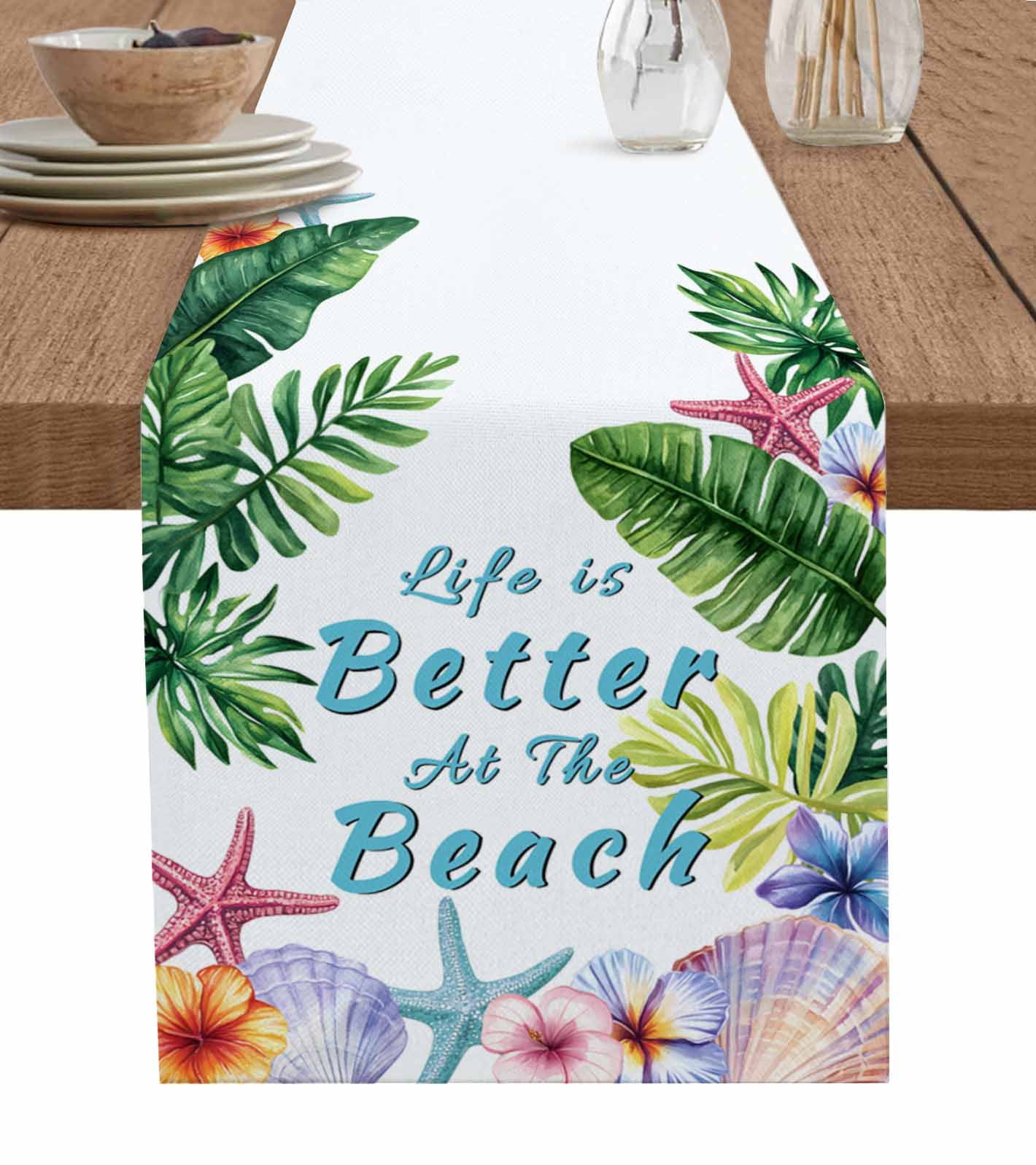 Boanket Summer Coastal Table Runner - 90 Inch Long, Kitchen Dining ...
