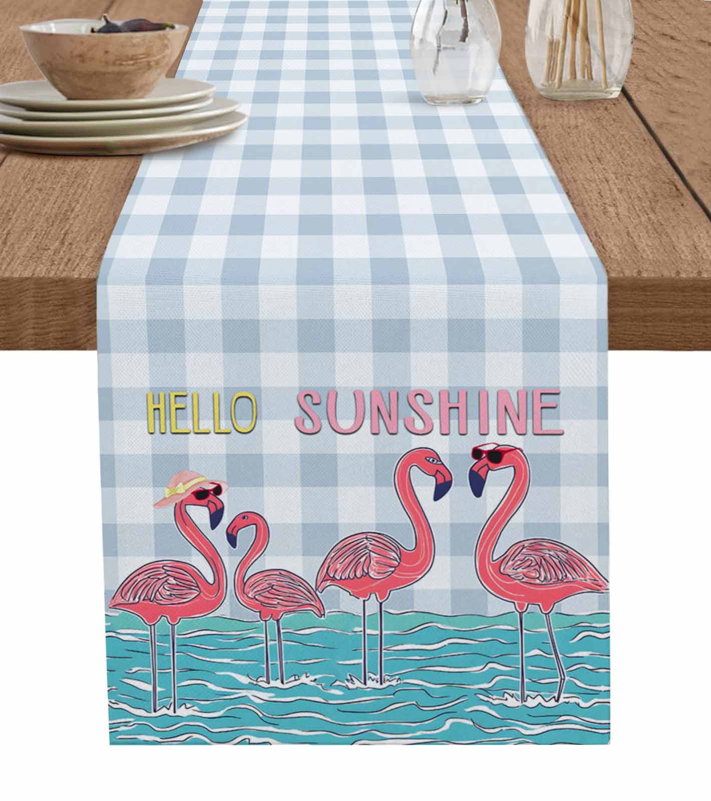 Boanket Summer Cute Flamingo Table Runner - 48 Inch Long, Kitchen ...