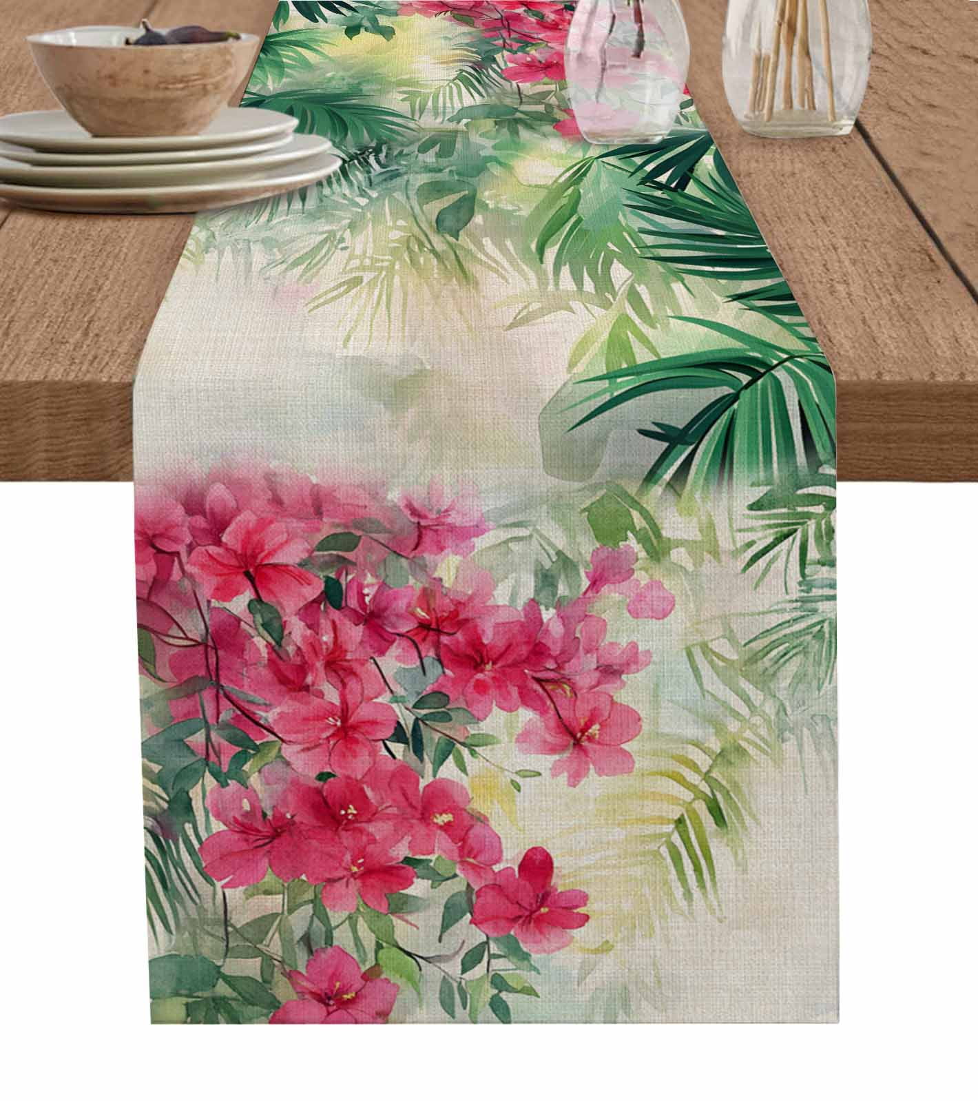 Boanket Summer Flowers Table Runner - 72 Inch Long, Kitchen Dining ...