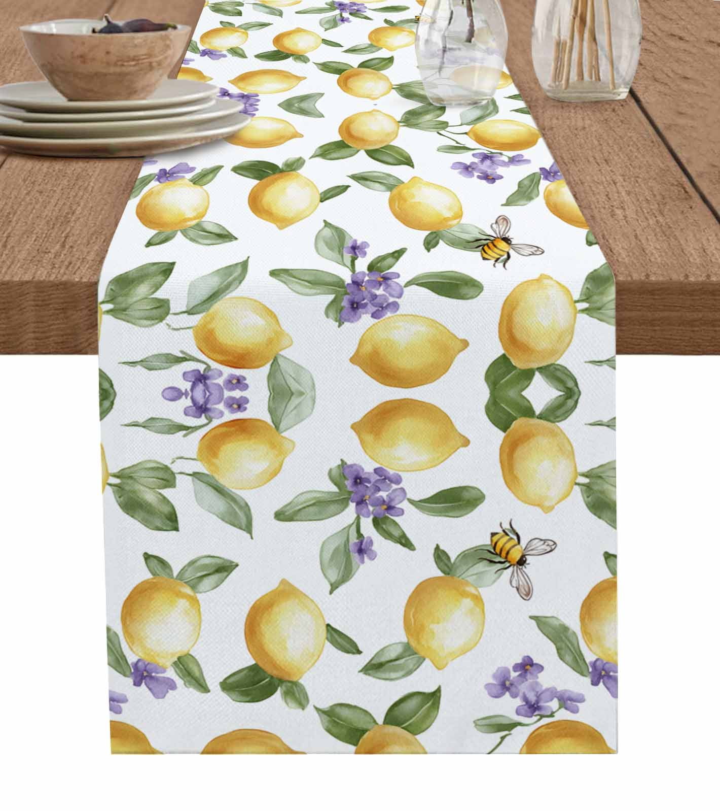Boanket Summer Lemon Table Runner - 36 Inch Long, Kitchen Dining Table ...