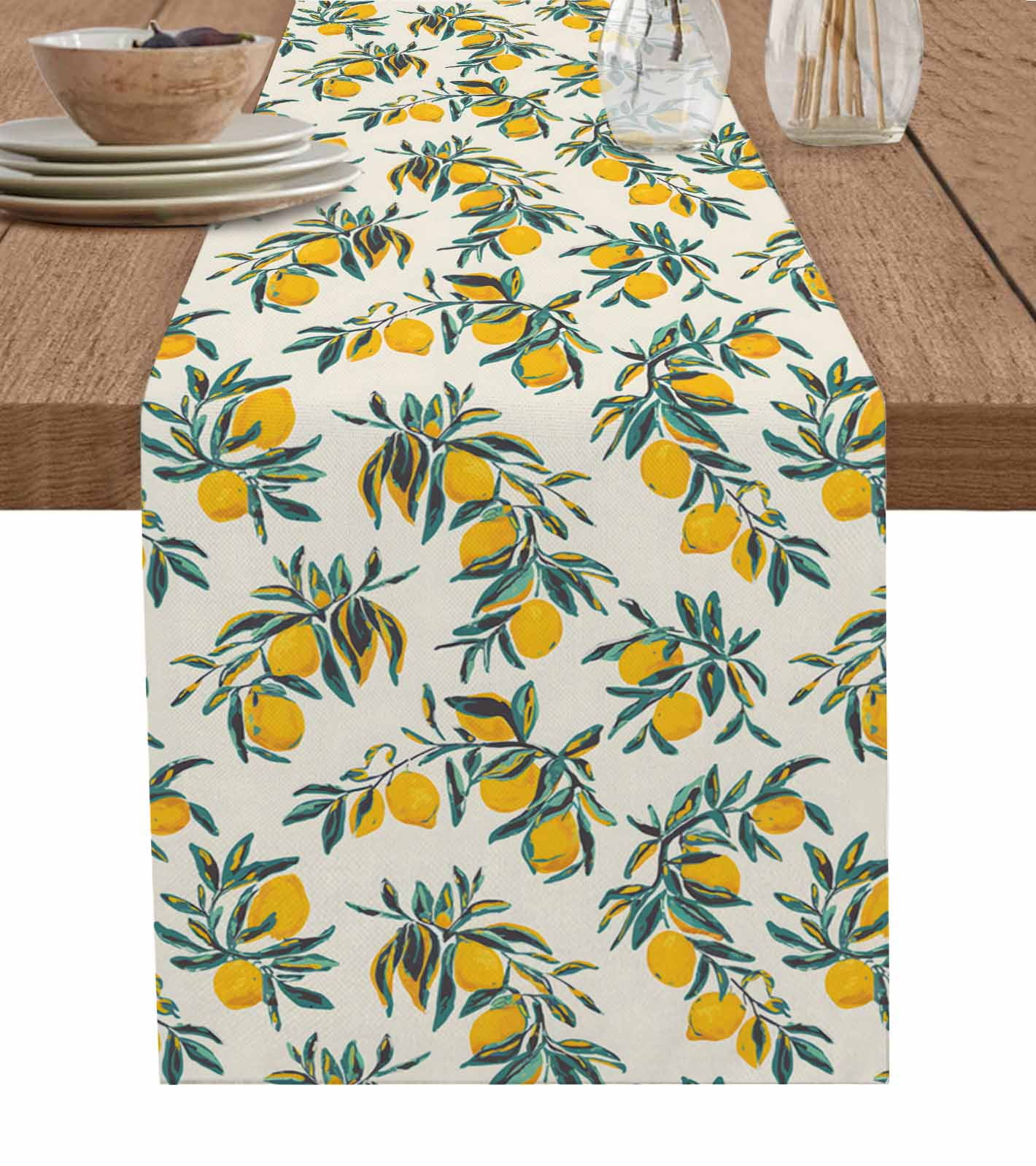 Boanket Summer Lemon Table Runner - 60 Inch Long, Kitchen Dining Table ...
