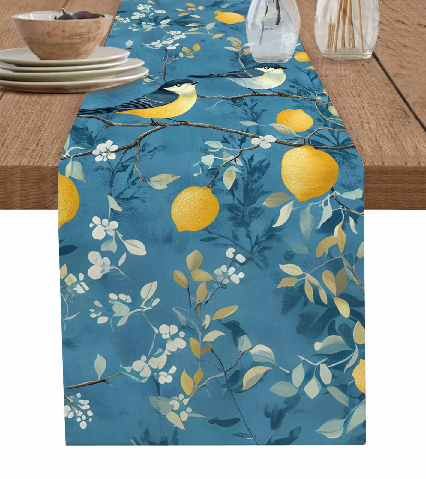 Boanket Summer Lemon Table Runner - 70 Inch Long, Kitchen Dining Table ...