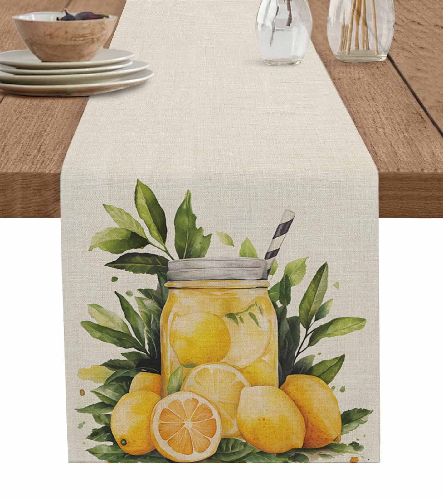 Boanket Summer Lemon Table Runner - 70 Inch Long, Kitchen Dining Table ...