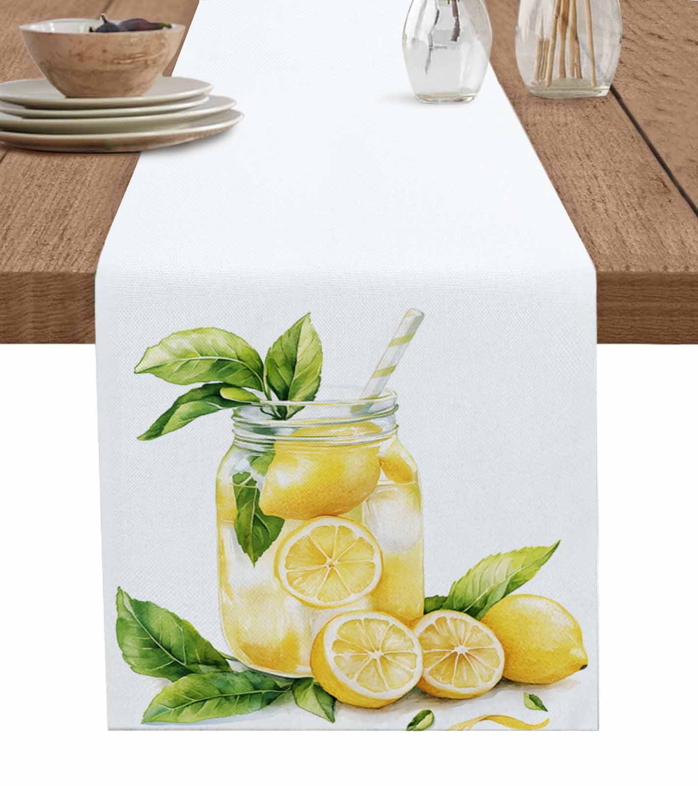 Boanket Summer Lemon Table Runner - 70 Inch Long, Kitchen Dining Table ...