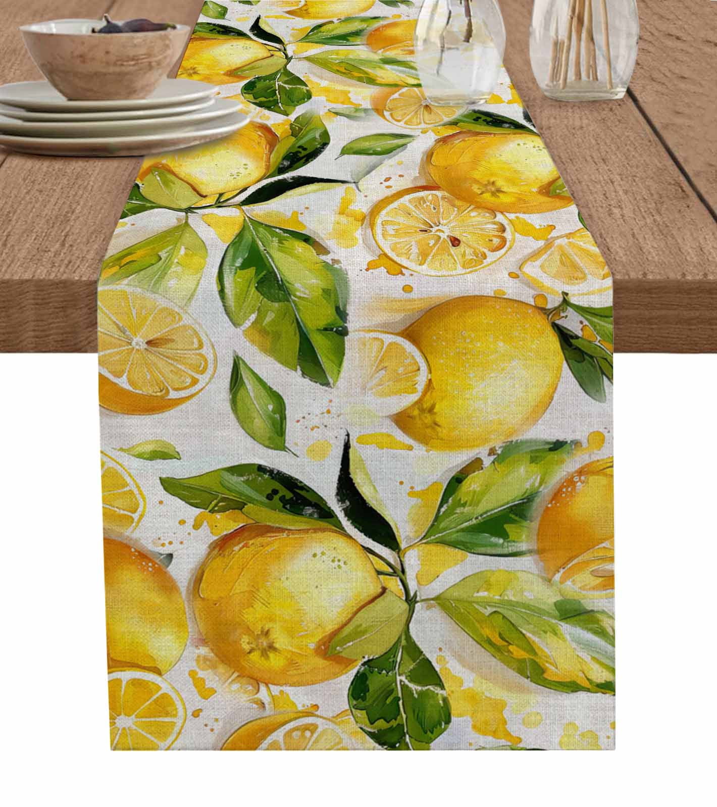 Boanket Summer Lemon Table Runner - 90 Inch Long, Kitchen Dining Table ...