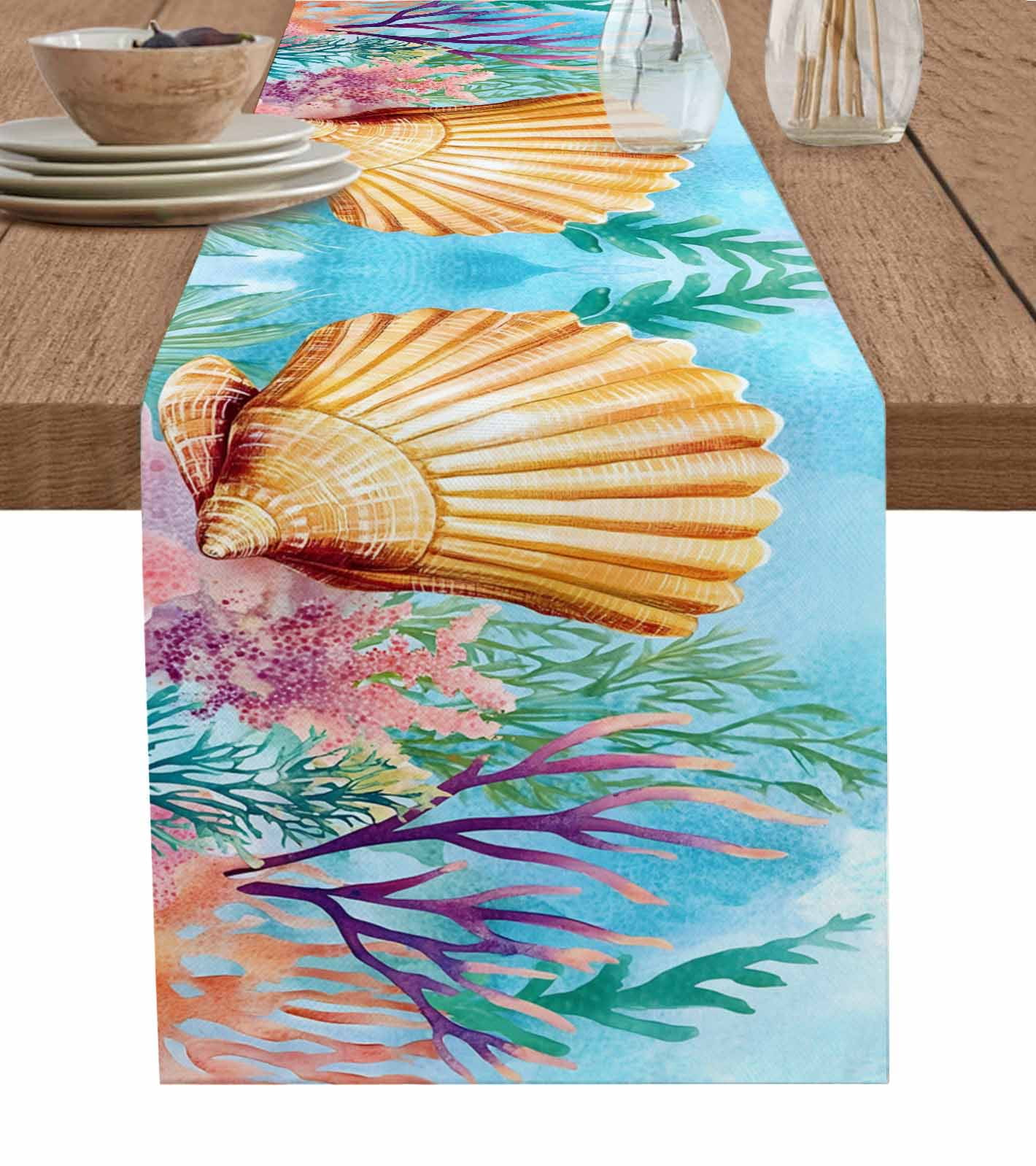 Boanket Summer Ocean Table Runner - 108 Inch Long, Kitchen Dining Table ...