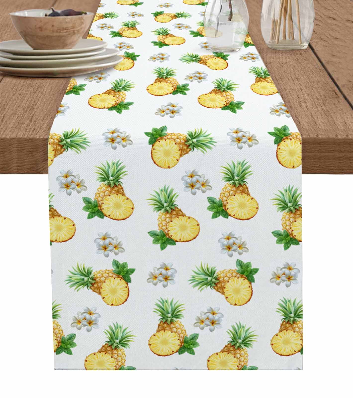 Boanket Summer Pineapple Table Runner - 36 Inch Long, Kitchen Dining Table Runner Dresser ...