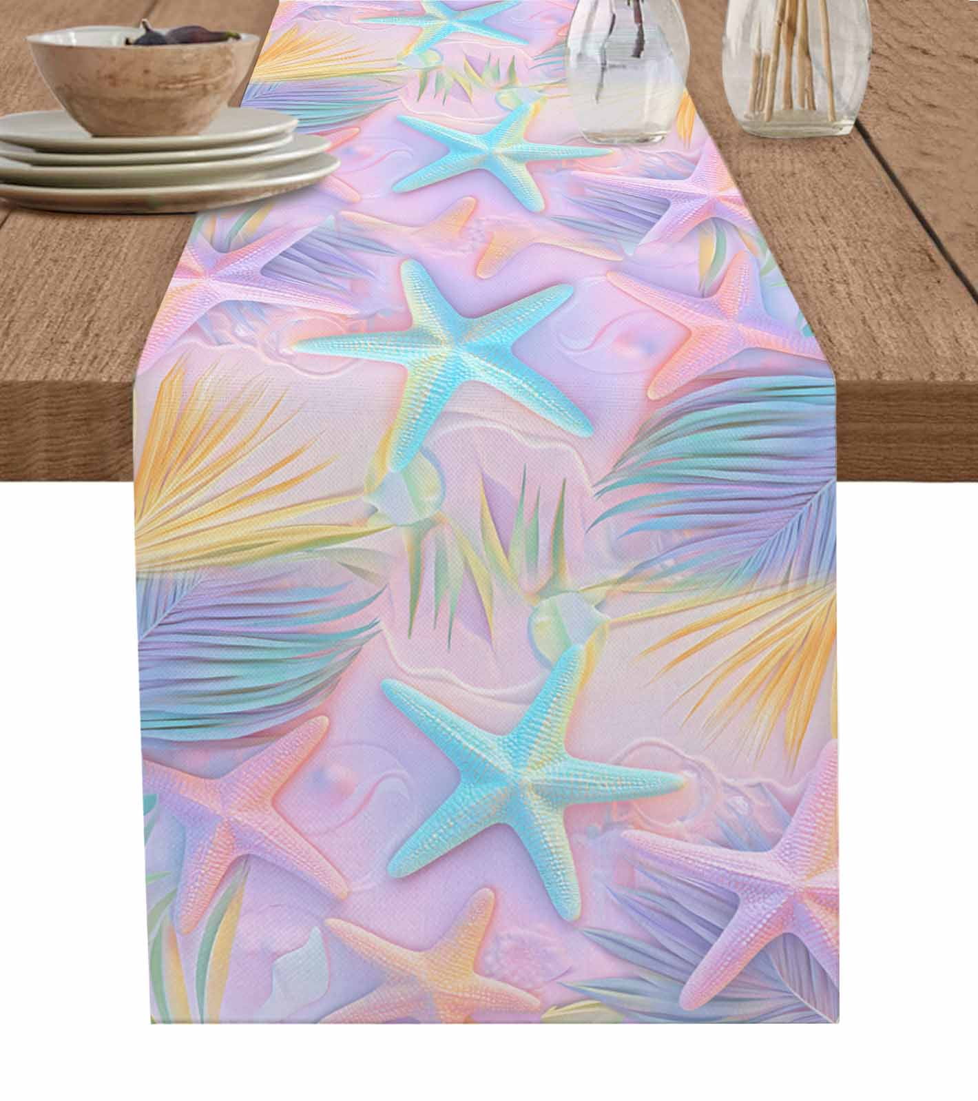 Boanket Summer Pink Romantic Beach Table Runner - 60 Inch Long, Kitchen ...