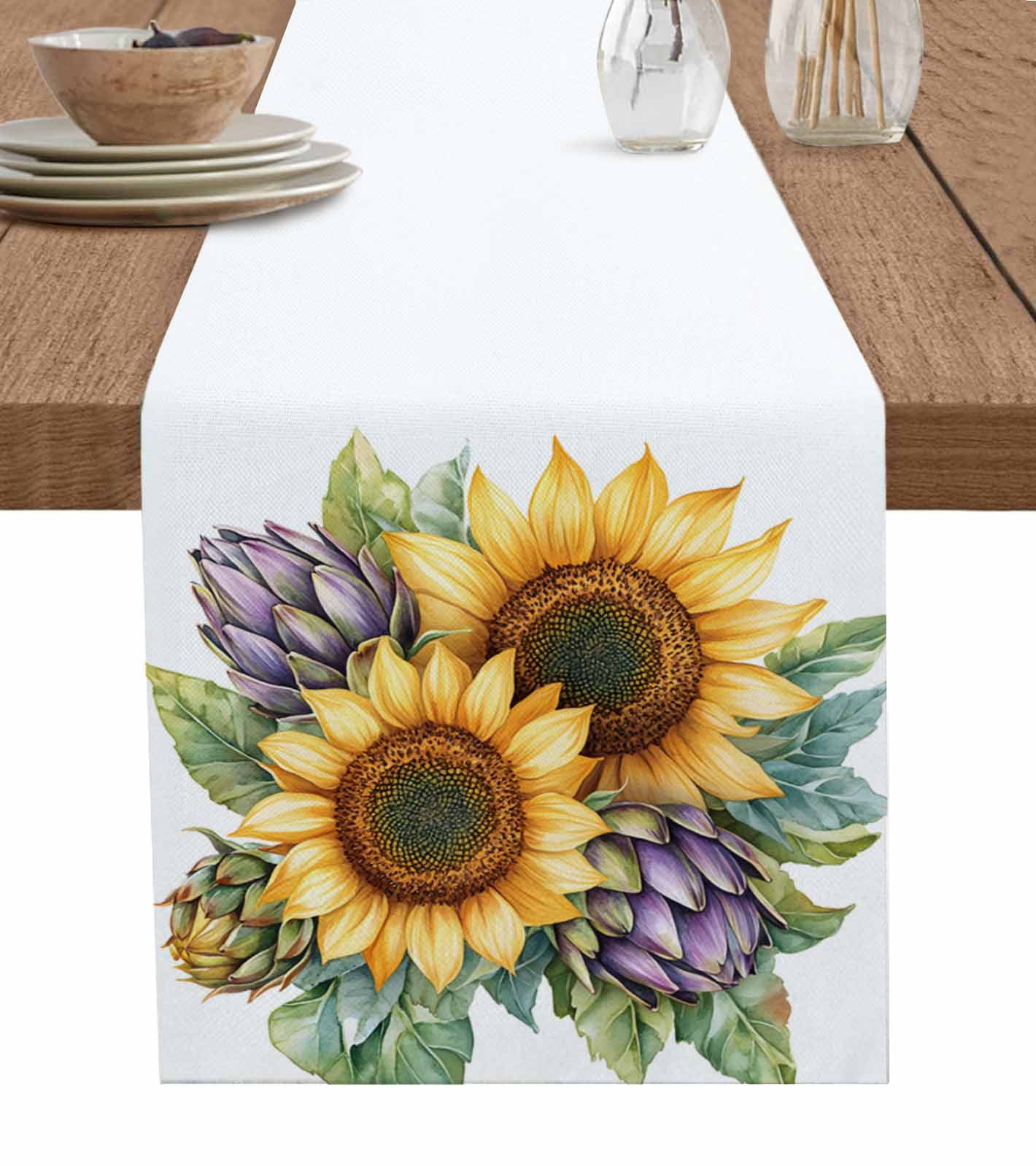 Boanket Summer Sunflower Table Runner - 72 Inch Long, Kitchen Dining ...