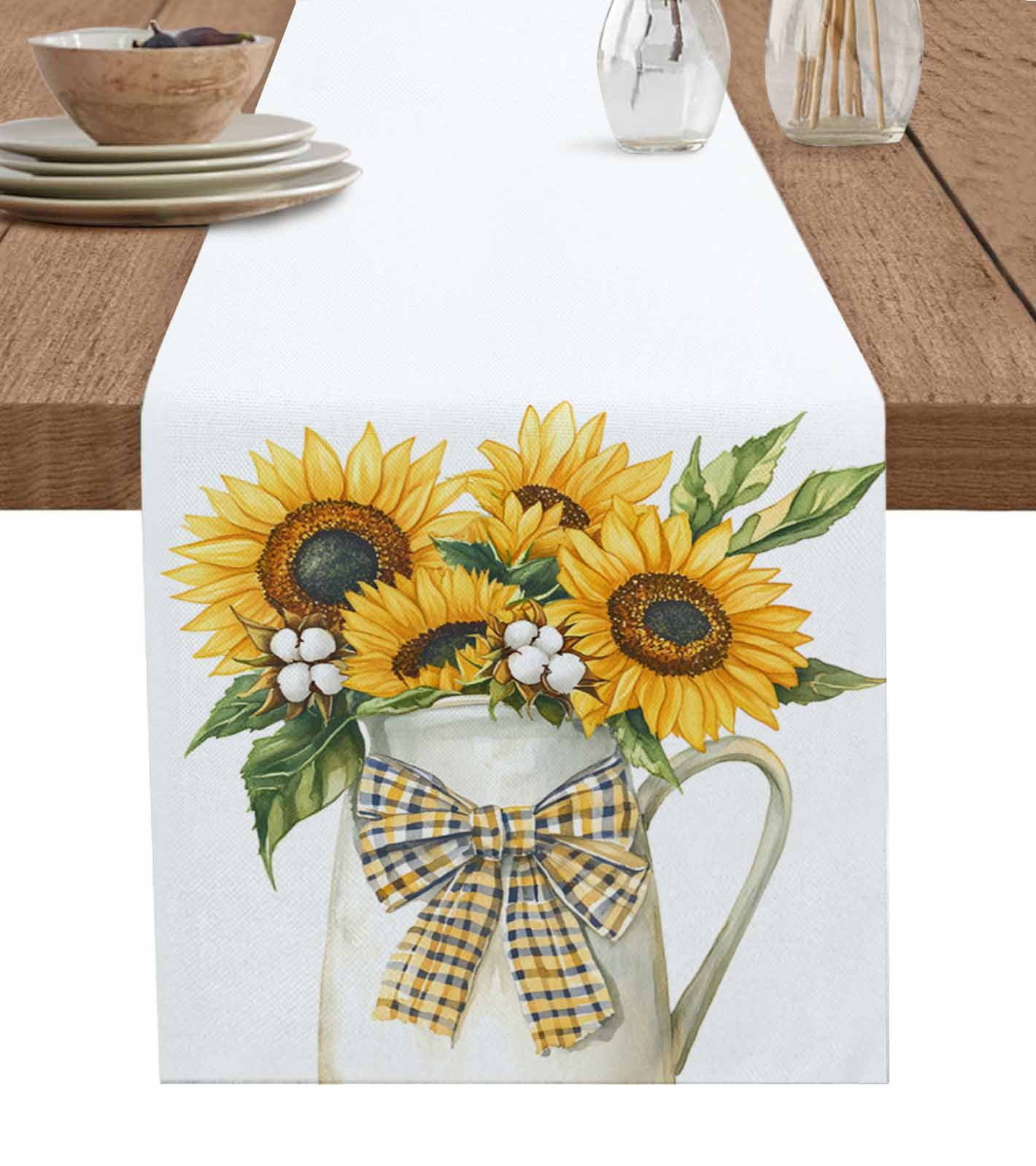 Boanket Summer Sunflowers Table Runner - 120 Inch Long, Kitchen Dining ...