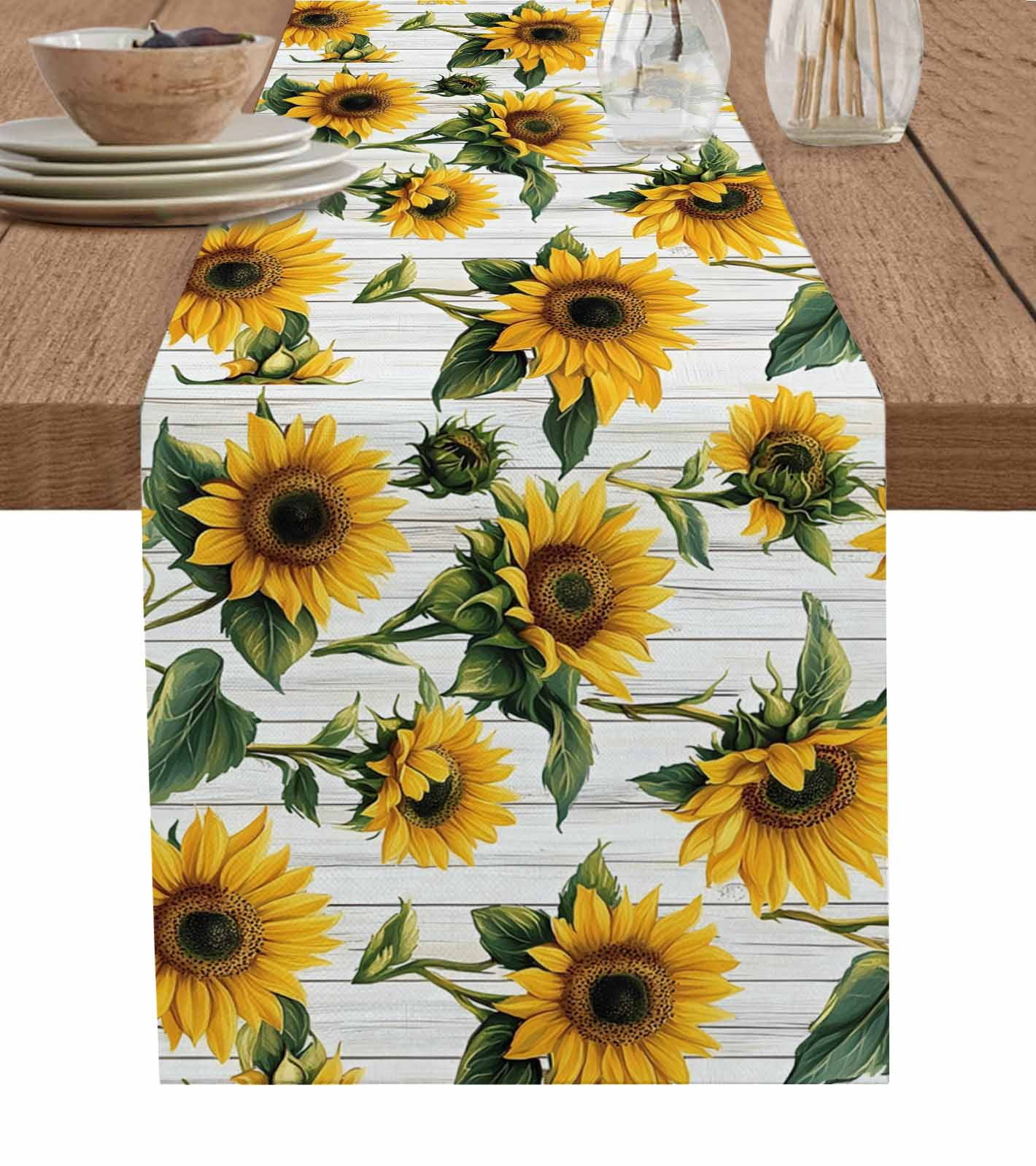 Boanket Summer Sunflowers Table Runner - 48 Inch Long, Kitchen Dining ...