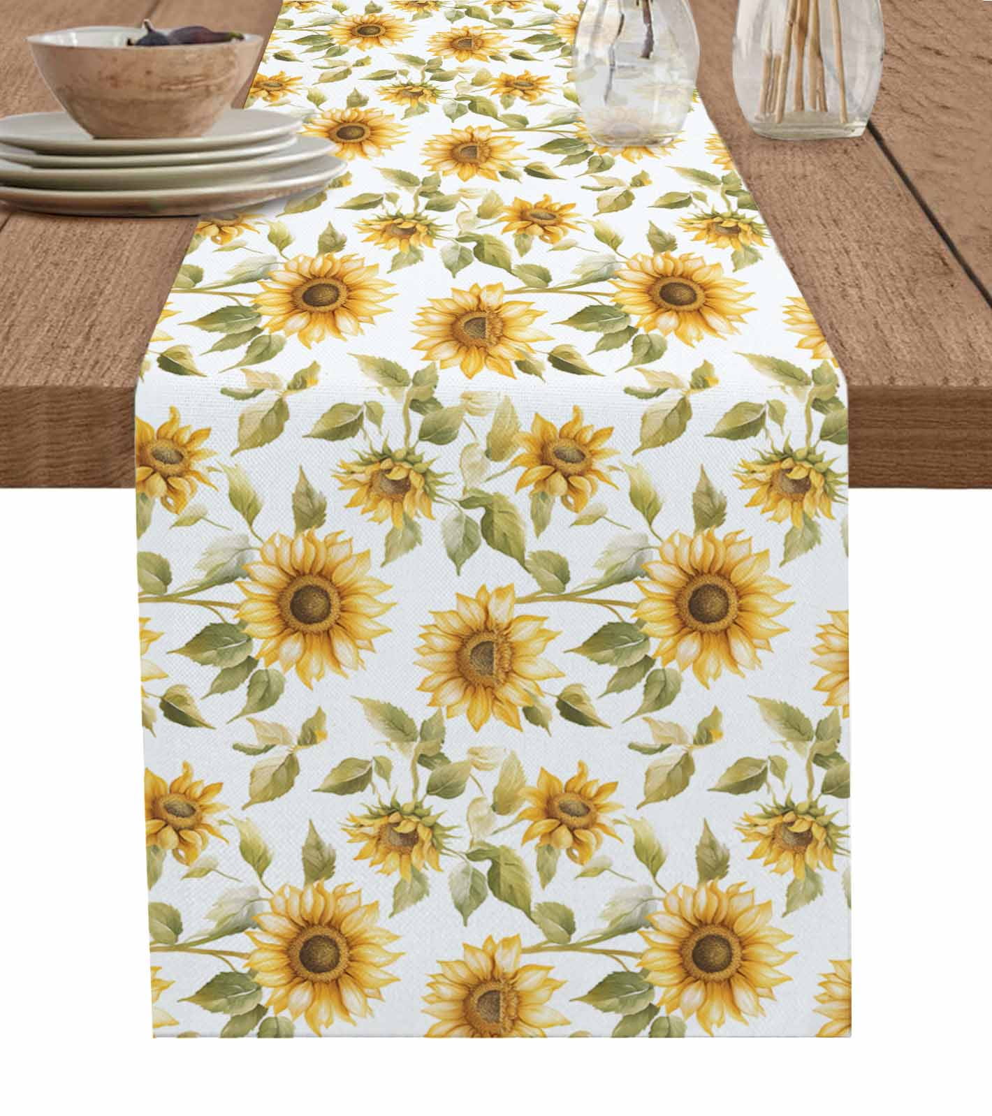 Boanket Summer Sunflowers Table Runner - 48 Inch Long, Kitchen Dining ...