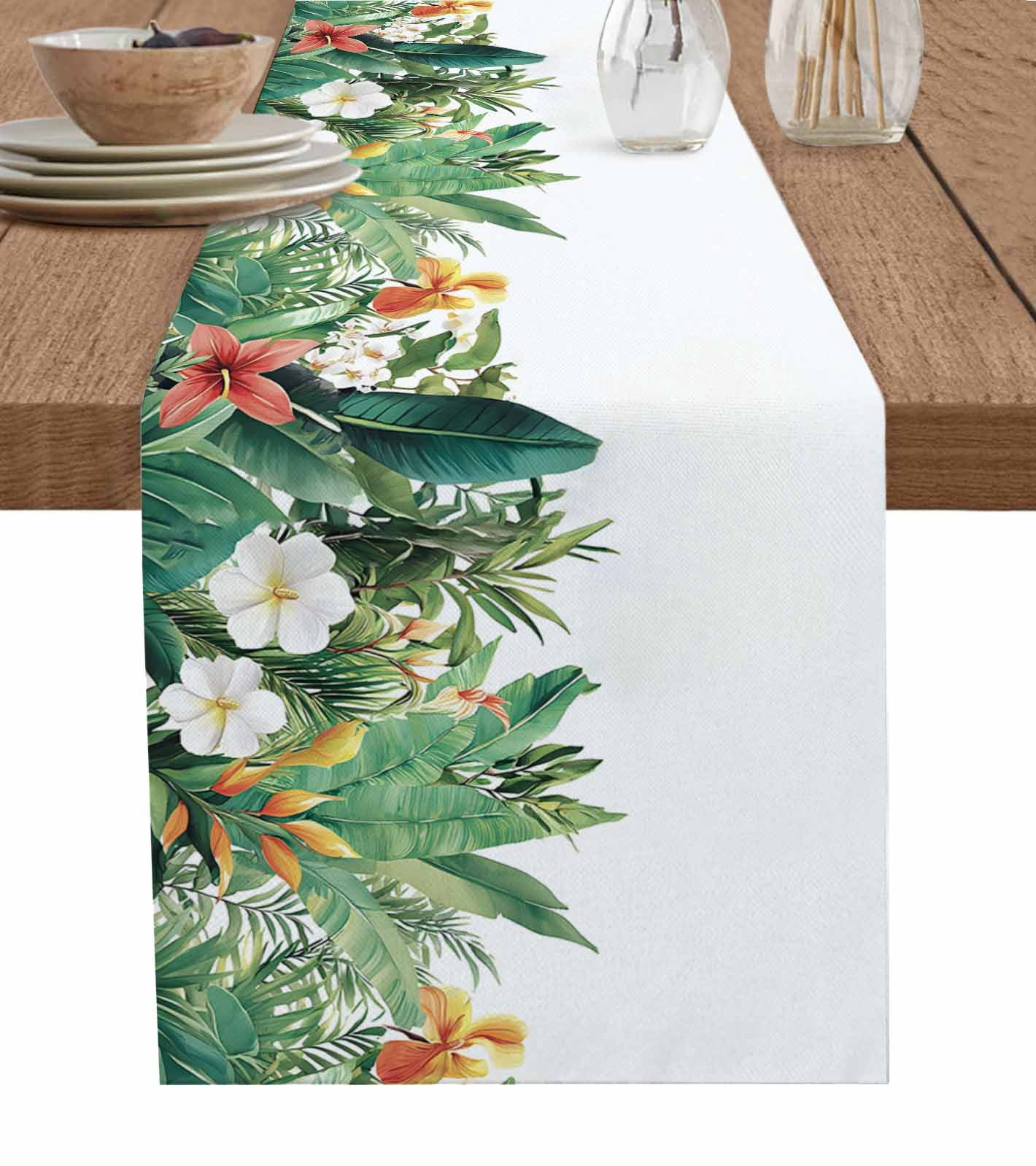 Boanket Summer Tropical Botanical Table Runner - 48 Inch Long, Kitchen ...