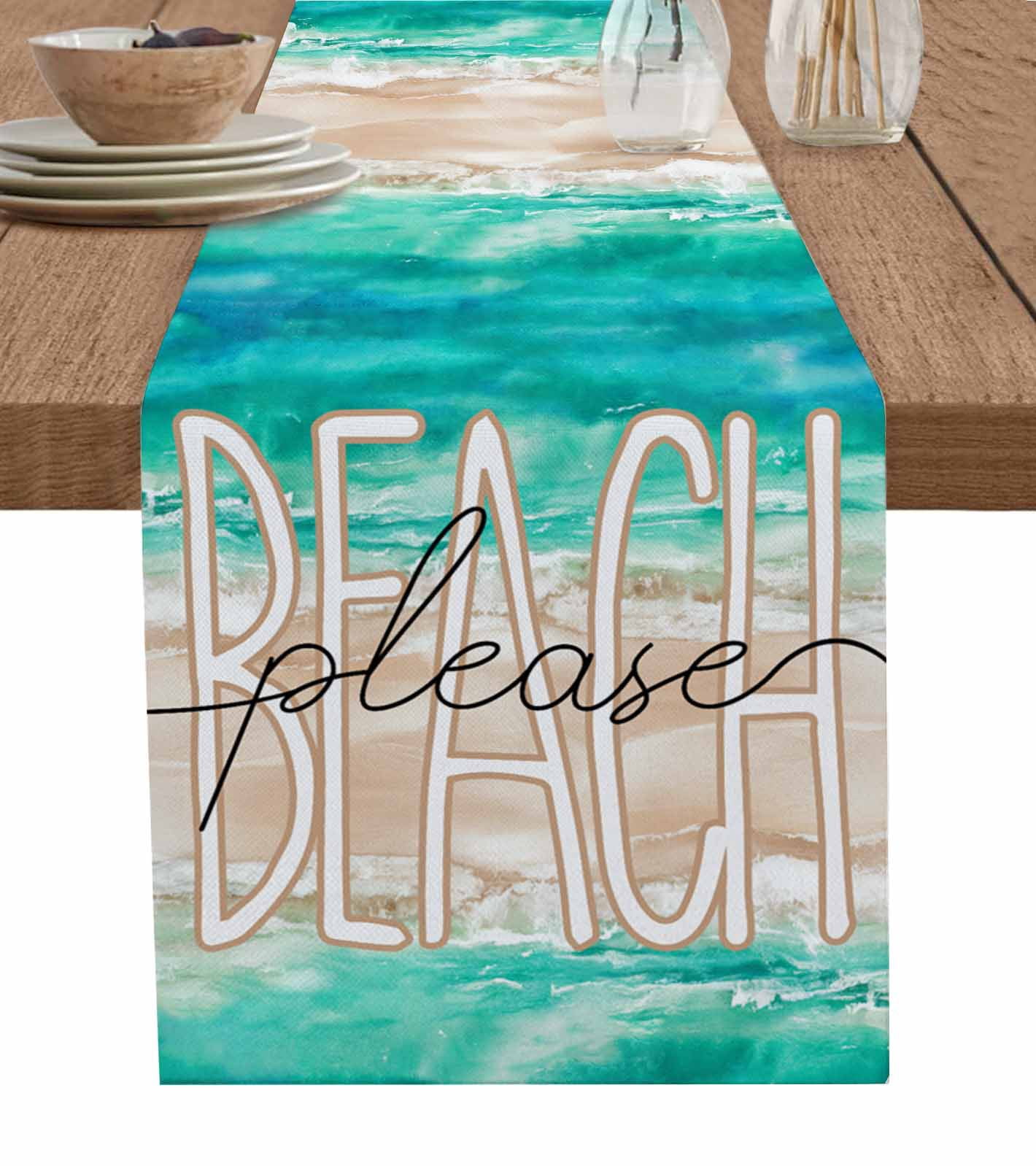Boanket Summer Turquoise Beach Table Runner - 120 Inch Long, Kitchen ...