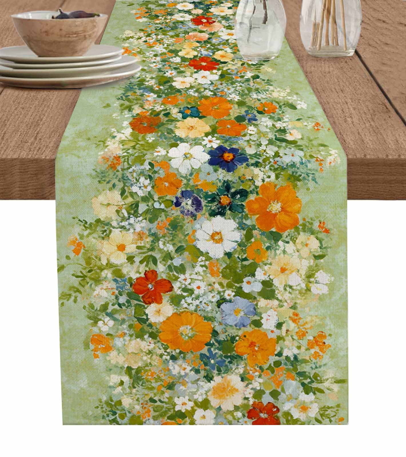 Boanket Summer Wildflowers Table Runner - 90 Inch Long, Kitchen Dining ...