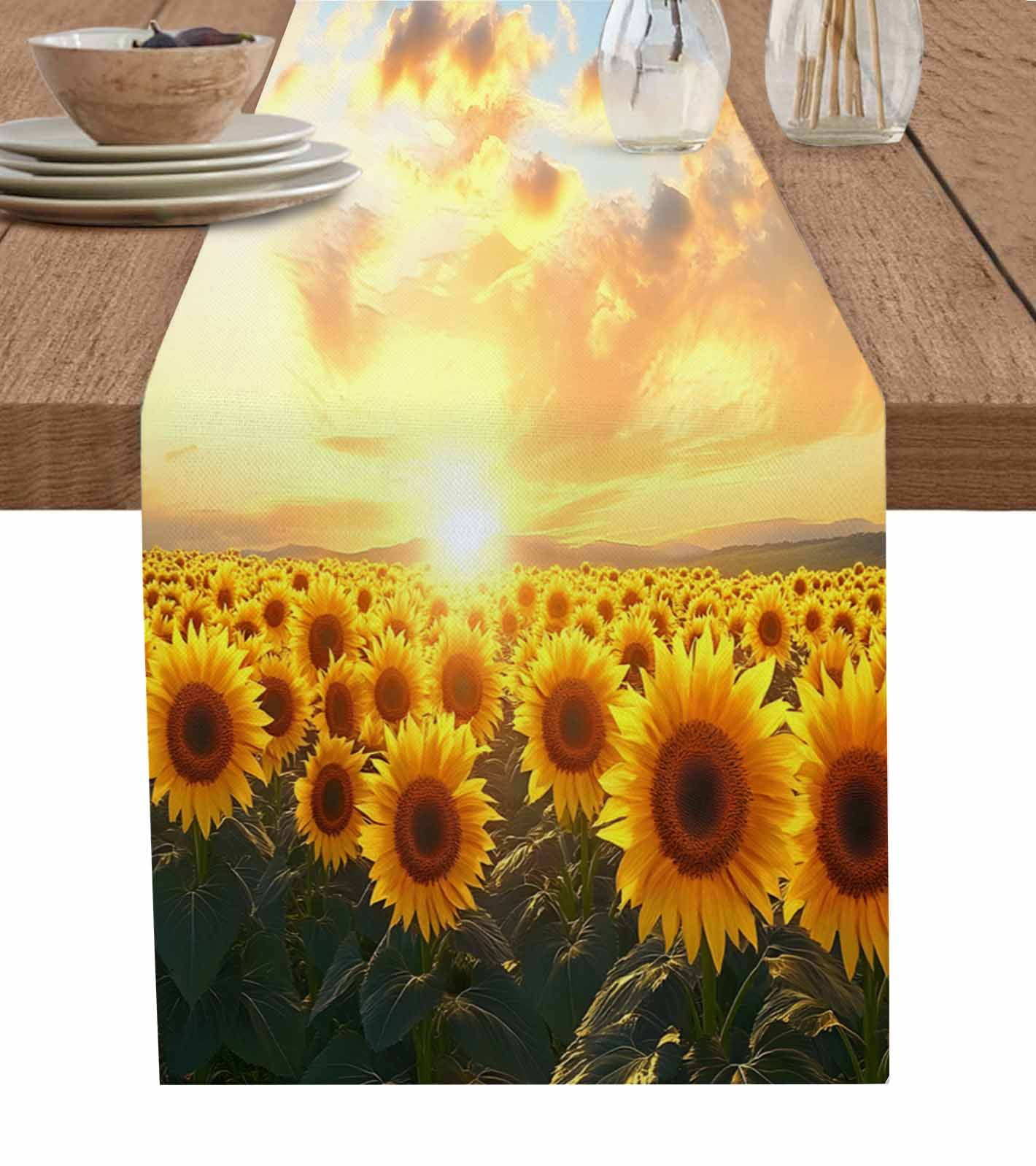 Boanket Sunflower Summer Table Runner - 90 Inch Long, Kitchen Dining ...