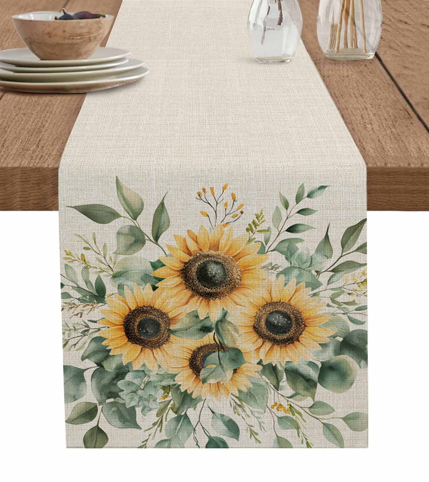 Boanket Sunflower Table Runner - 108 Inch Long, Kitchen Dining Table ...