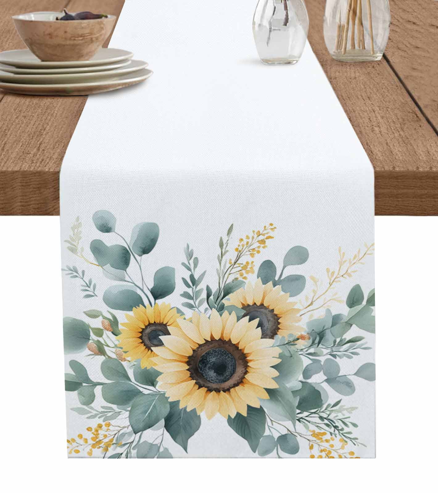 Boanket Sunflower Table Runner - 108 Inch Long, Kitchen Dining Table ...