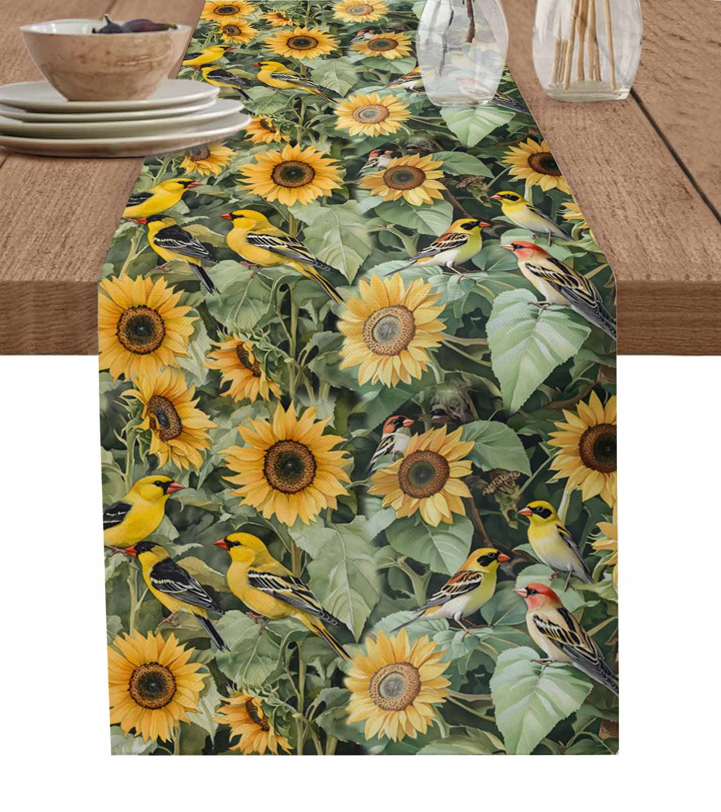 Boanket Sunflower Table Runner - 108 Inch Long, Kitchen Dining Table ...