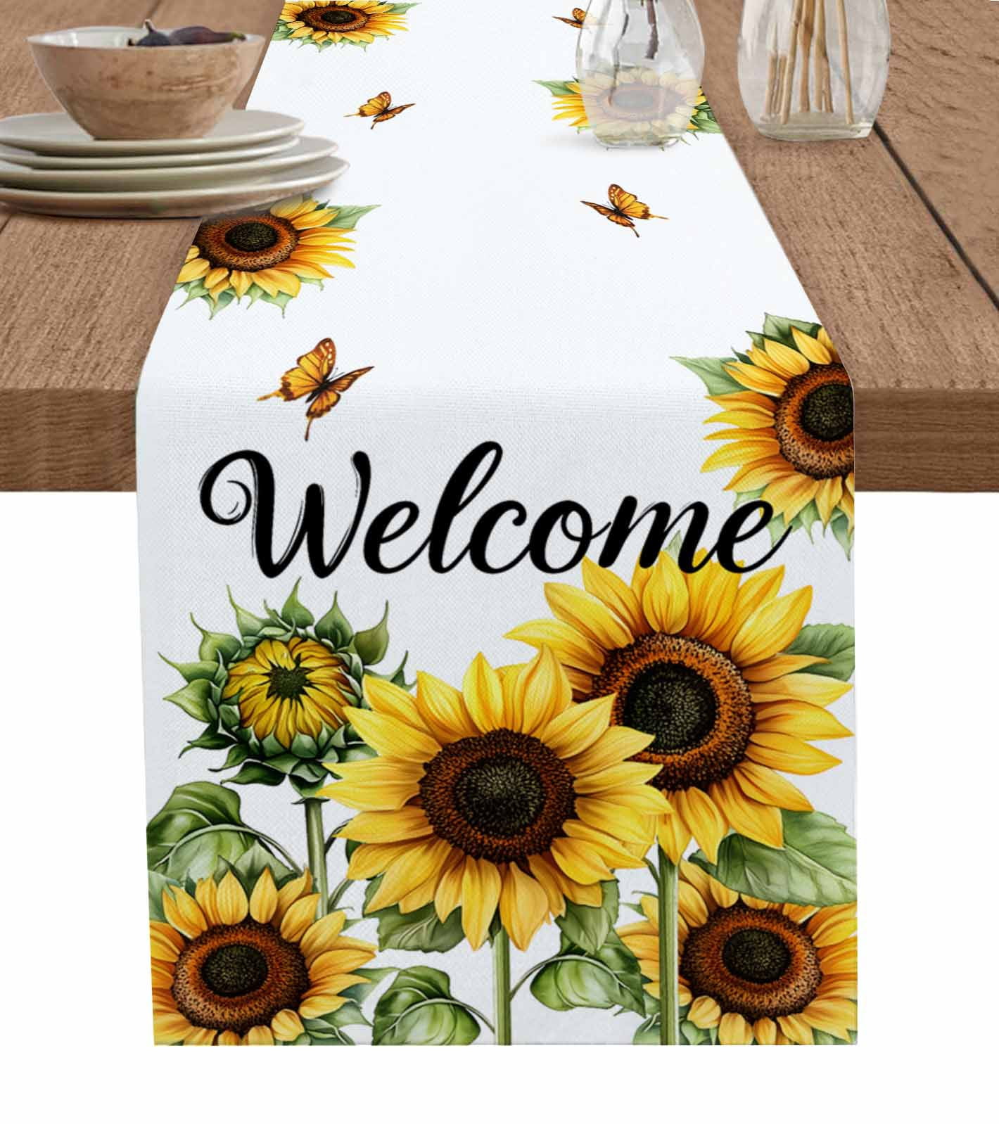 Boanket Sunflower Table Runner - 120 Inch Long, Kitchen Dining Table ...