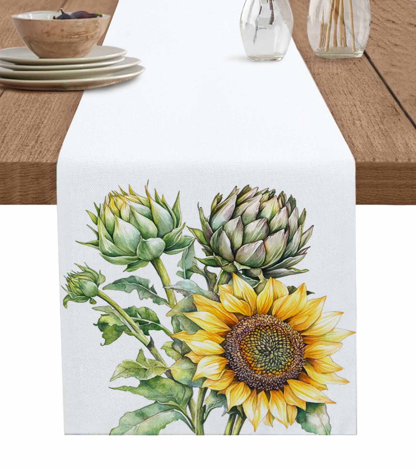 Boanket Sunflower Table Runner - 60 Inch Long, Kitchen Dining Table ...